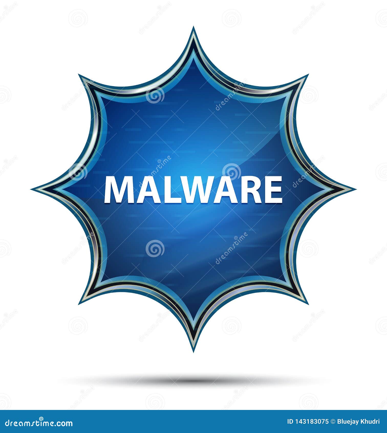 Malware Magical Glassy Sunburst Blue Button Stock Illustration ...