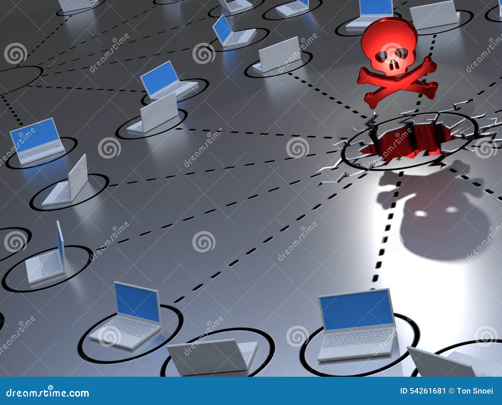 Malware in a network stock illustration. Illustration of problem - 54261681