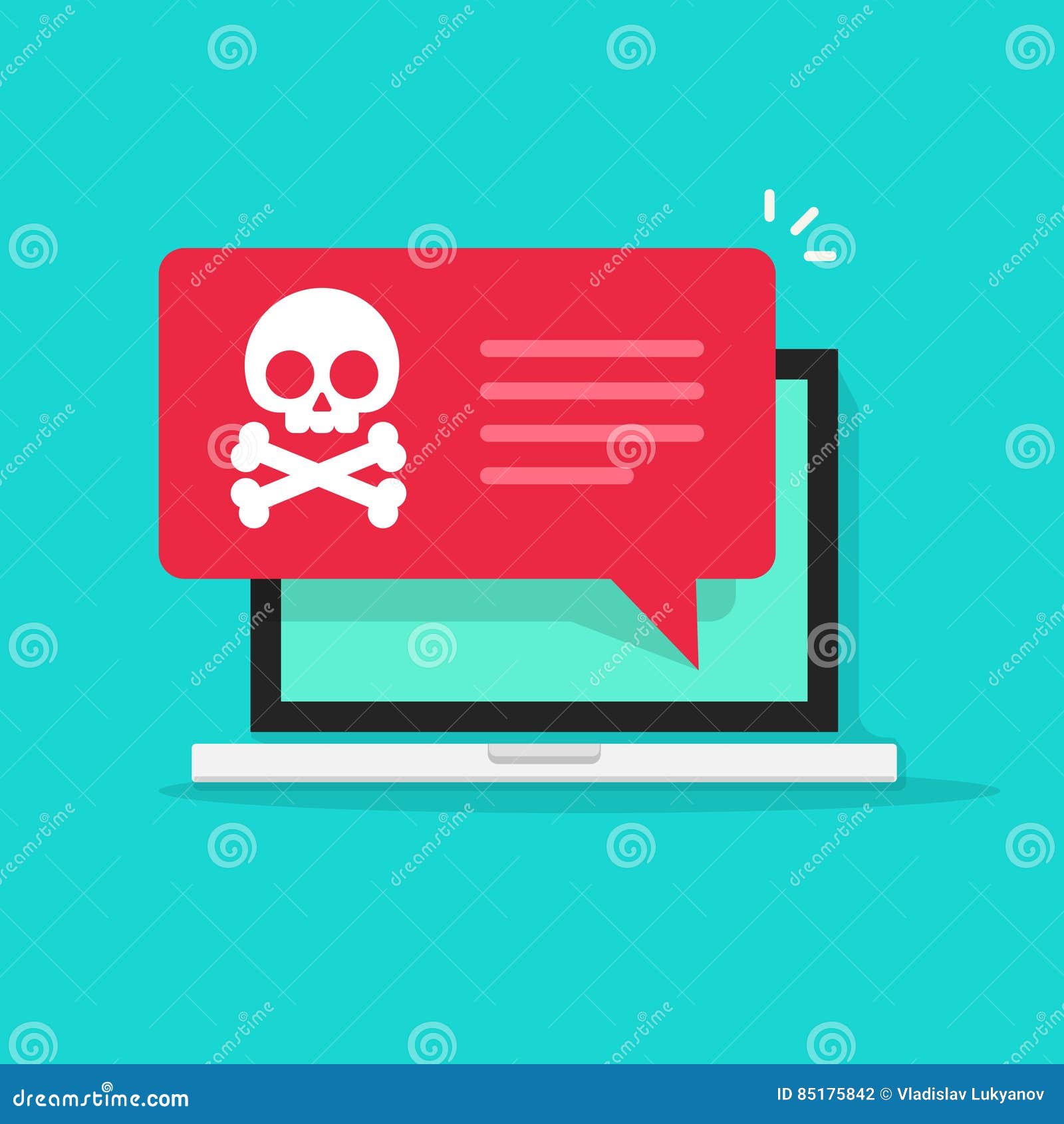 Malware Notification on Laptop Vector, Spam Data, Fraud Internet Virus ...