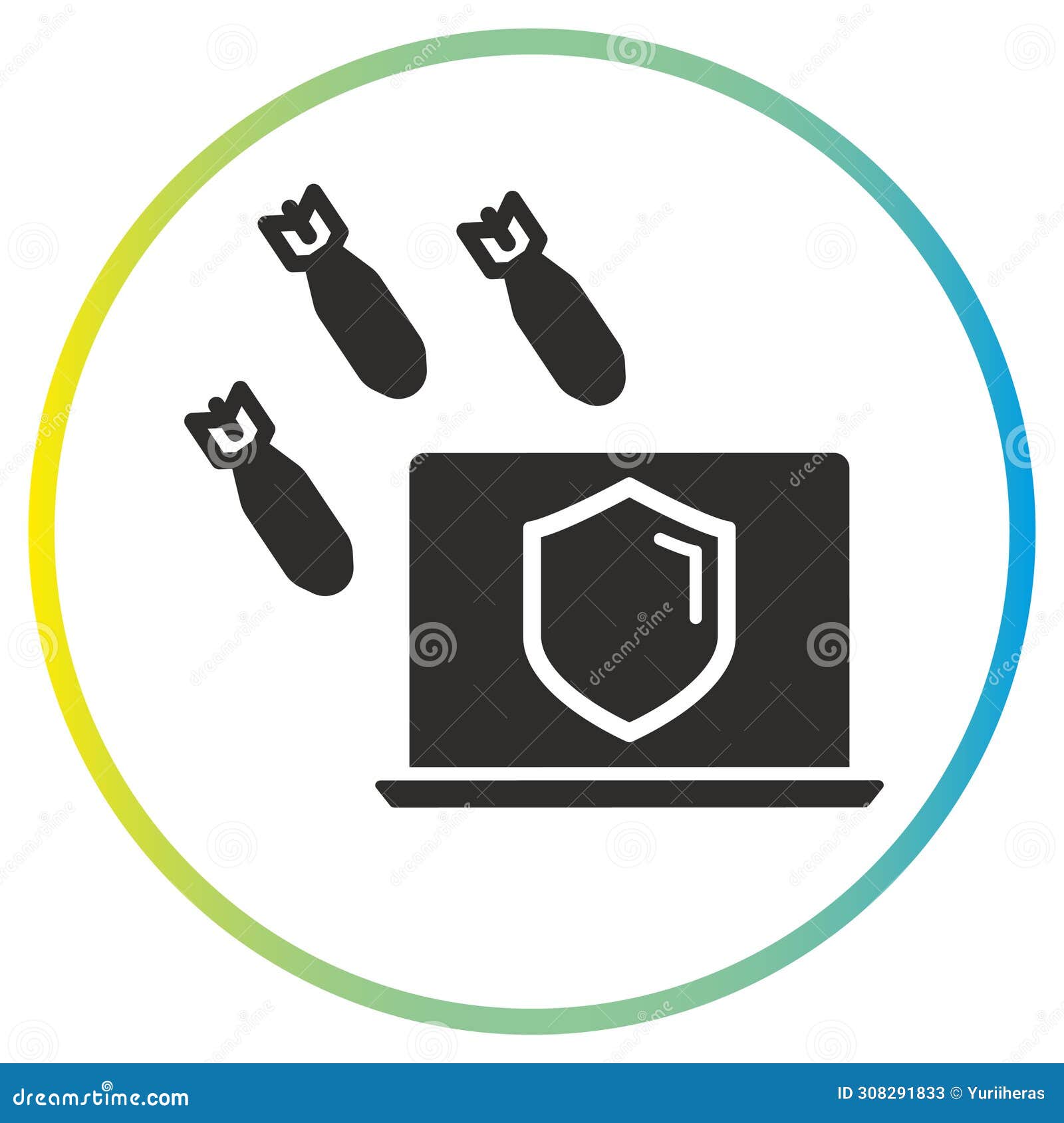 Malware Protect Icon, Protection Against Ddos Attacks, Computer with ...