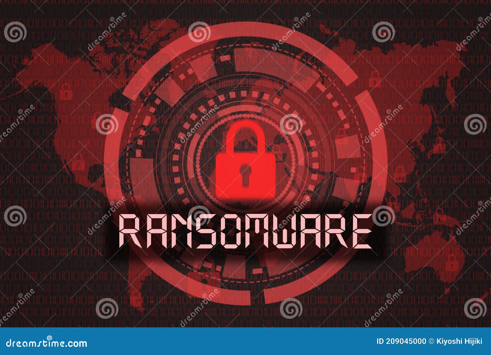 Malware, Ransomware and Virus Infected Alert on Red Screen Background ...