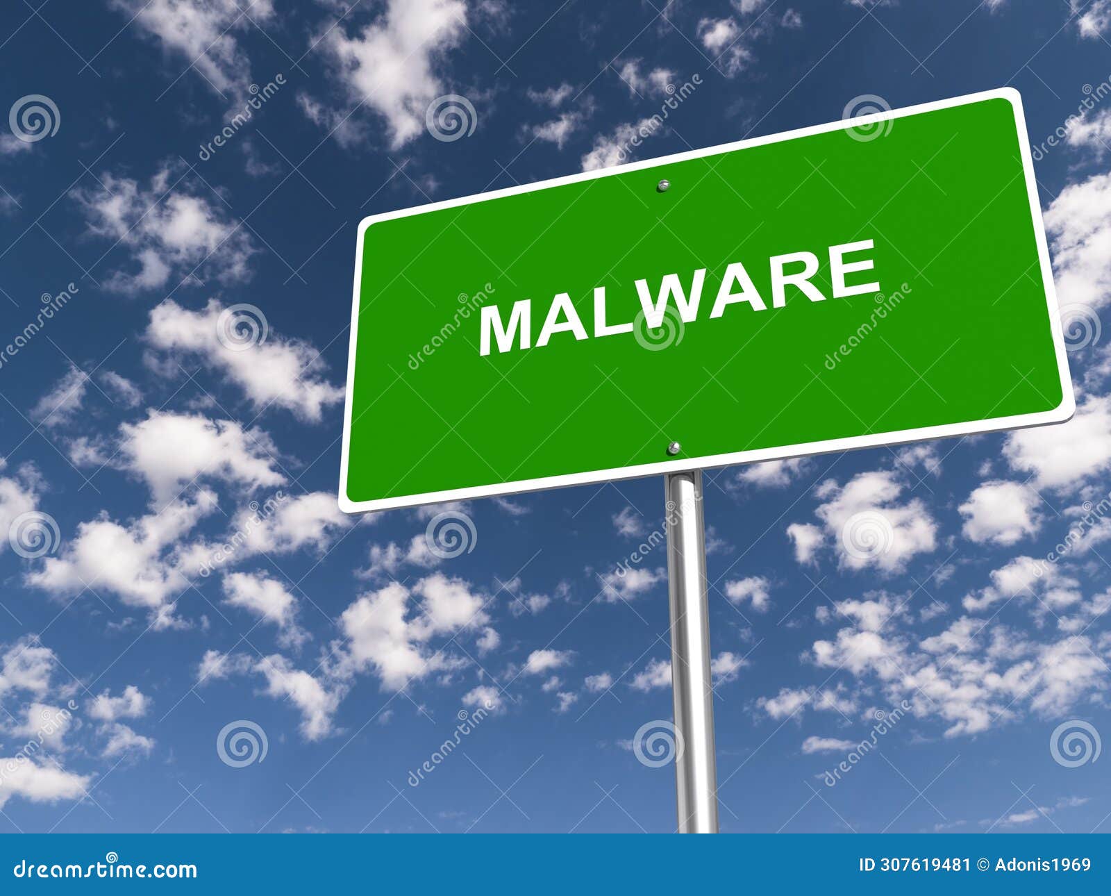 Malware Traffic Sign on Blue Sky Stock Image - Image of defense ...