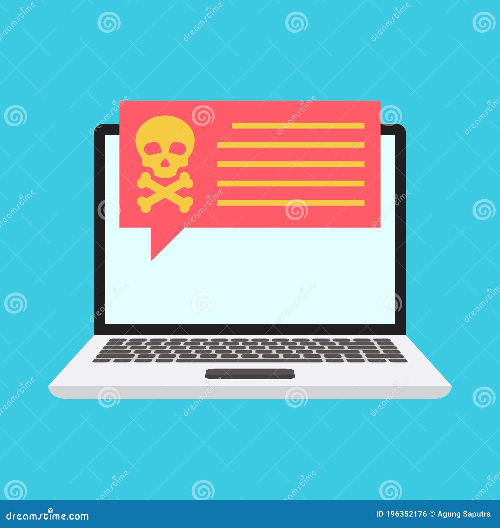 Malware, Virus on Laptop, Danger Notification on Laptop, Flat Design Stock Vector - Illustration ...