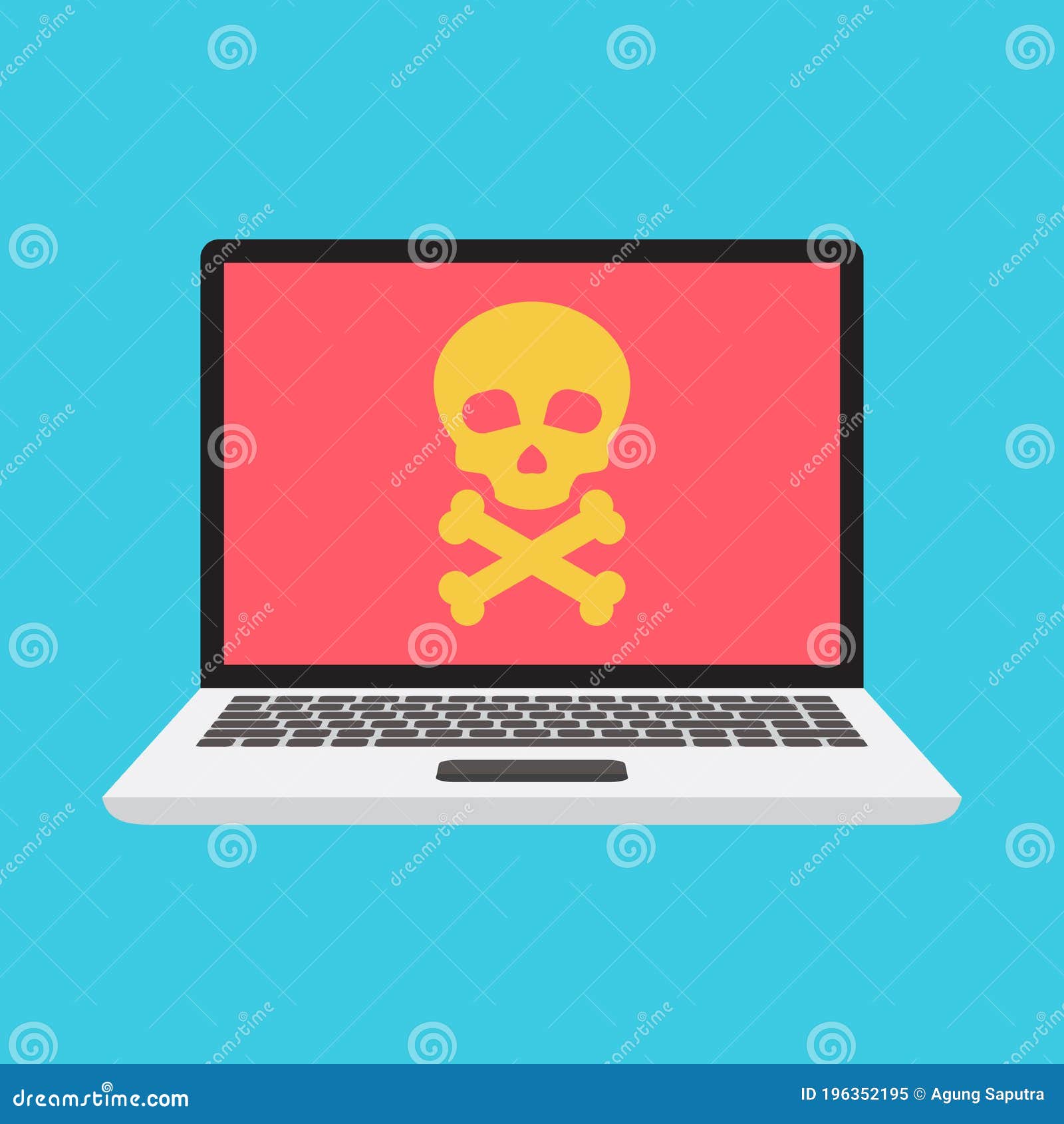 Malware, Virus on Laptop, Danger Notification on Laptop, Illustration ...