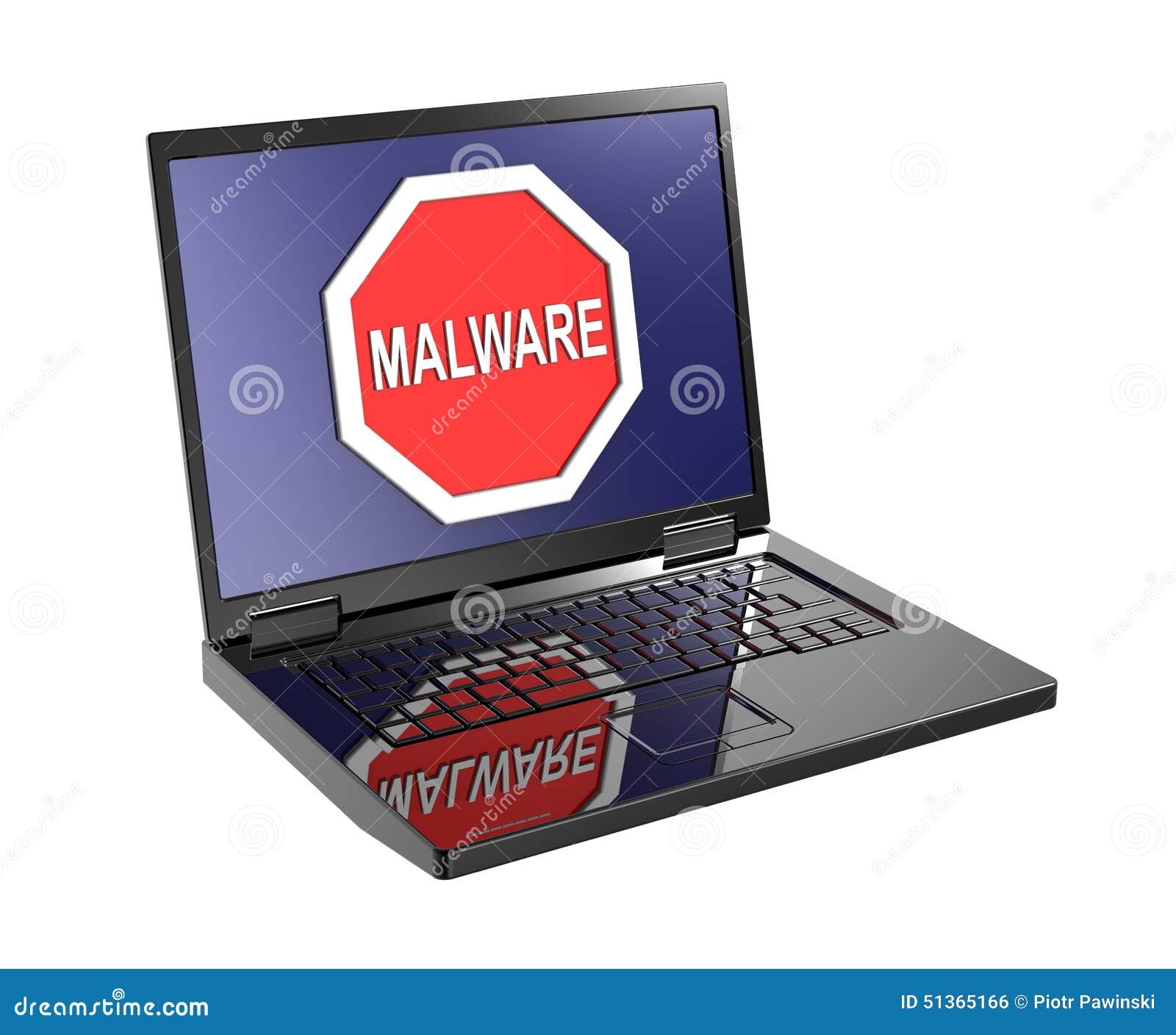 Malware Warning Sign on Laptop Screen. Stock Illustration ...