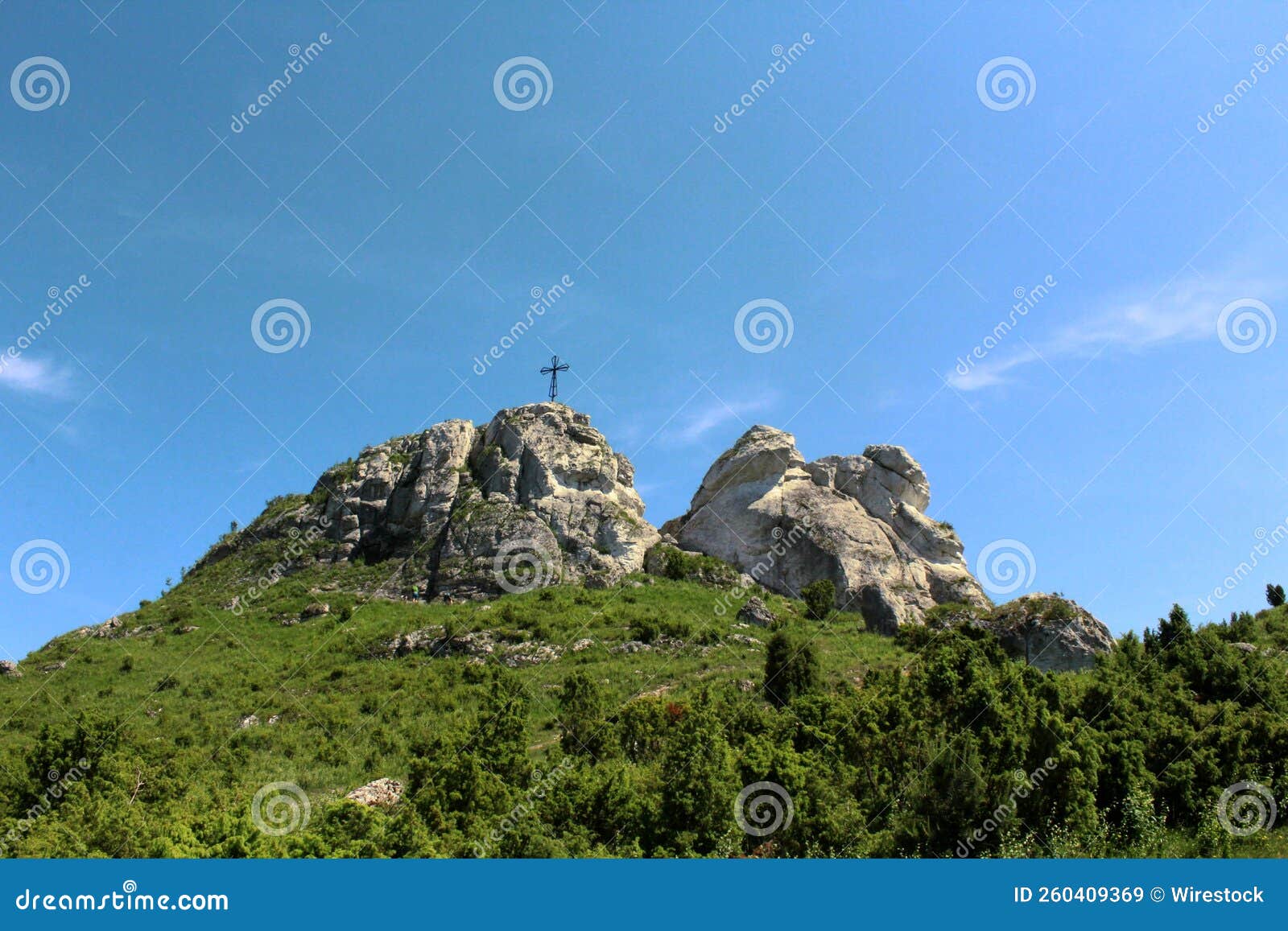 Maly Giewont Mountain with a Cross on the Top Surrounded by Greenery ...