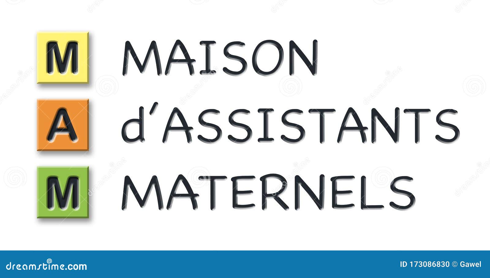 MAM Initials in Colored 3d Cubes with Meaning in French Language Stock ...