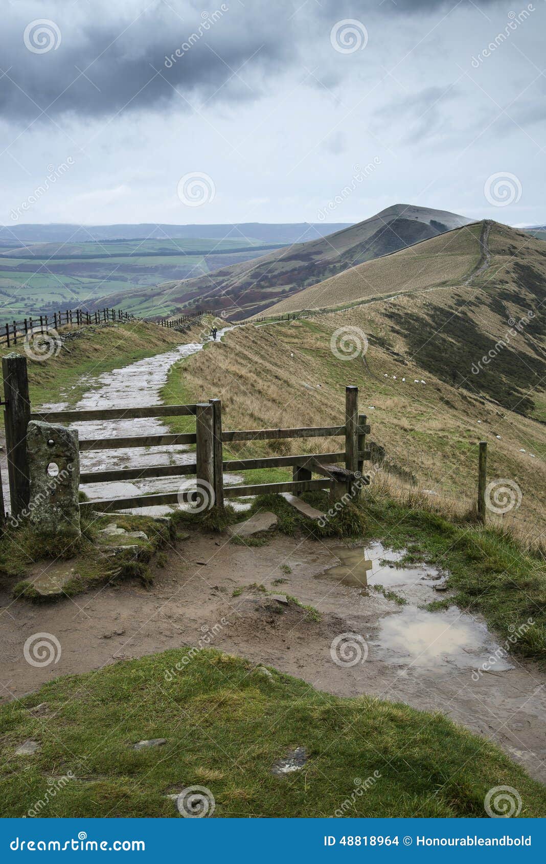 Mam Tor Autumn Landscape in Morning in Peak District Stock Photo ...