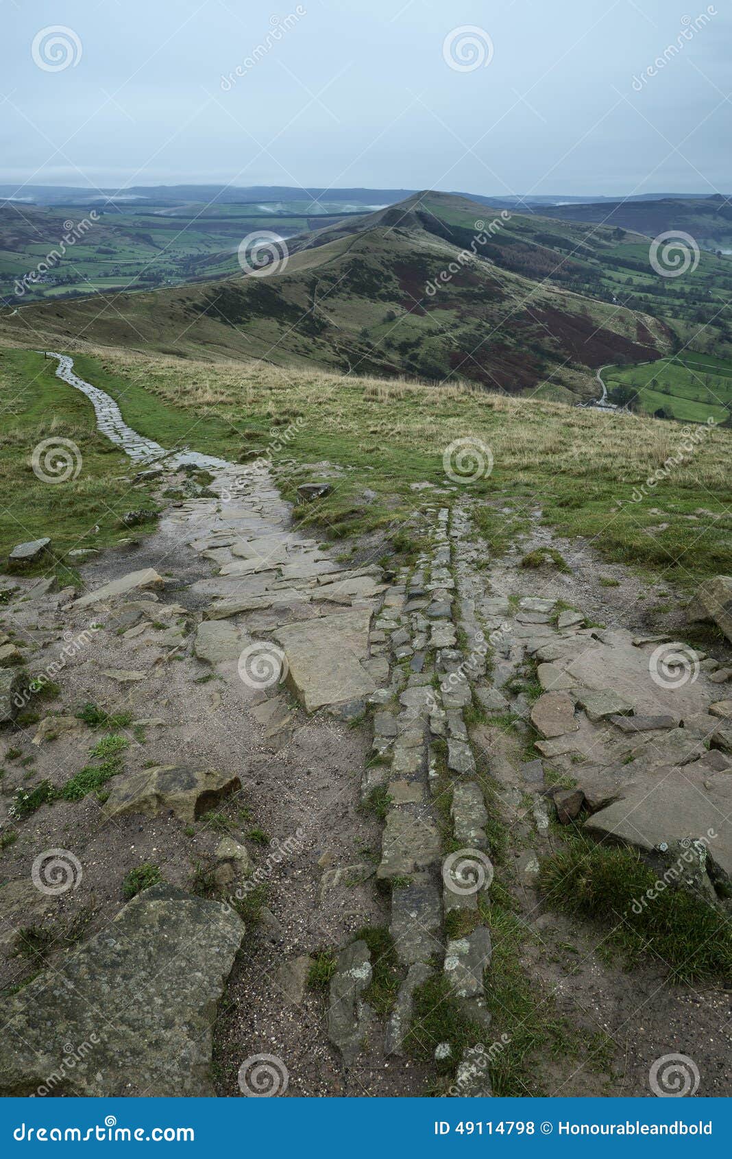 Mam Tor Autumn Landscape in Morning in Peak District Stock Photo ...