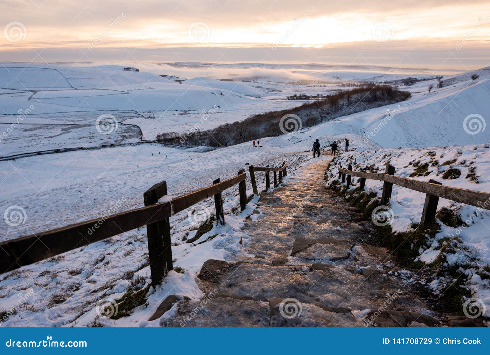 Mam Tor Covered in Snow during Sunset in the Peak District Stock Image ...