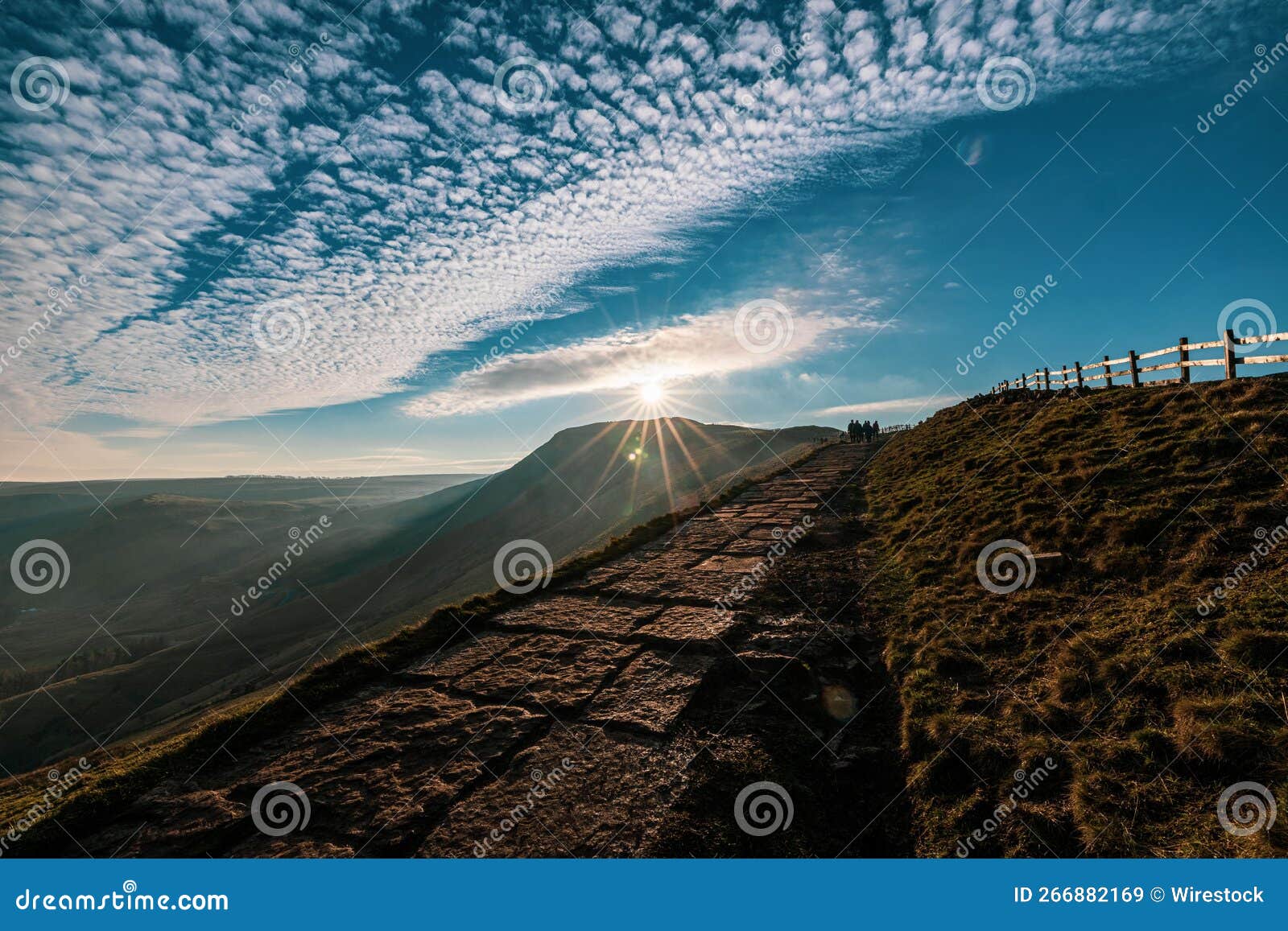 Mam Tor Hill and Ridge Walk with Sunset Over the Mountain Peak with ...