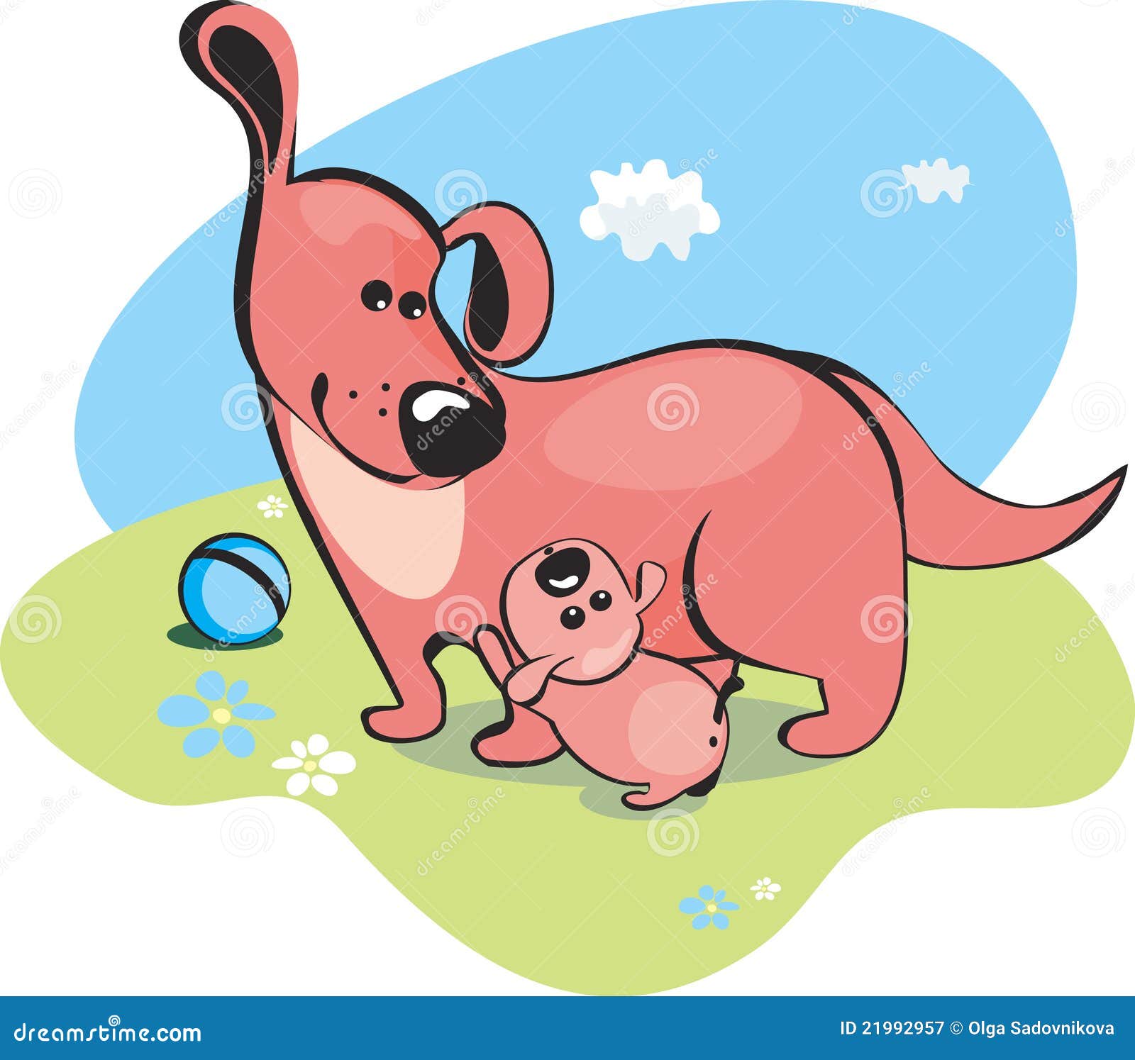 Mama dog stock vector. Illustration of puppy, smile, together - 21992957