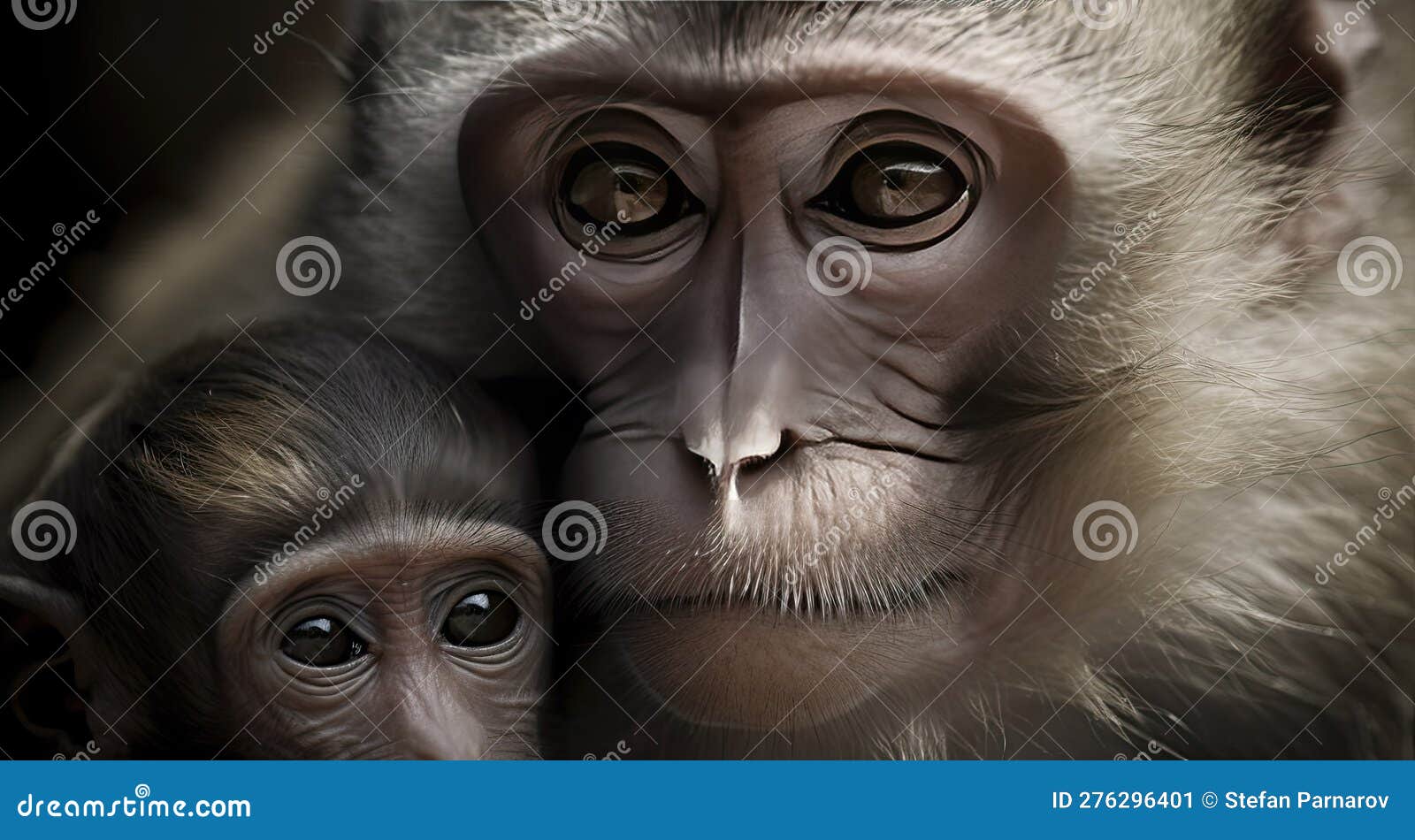 Mama Monkey Holds Her Baby Monkey, Ai-generated Artwork Stock ...