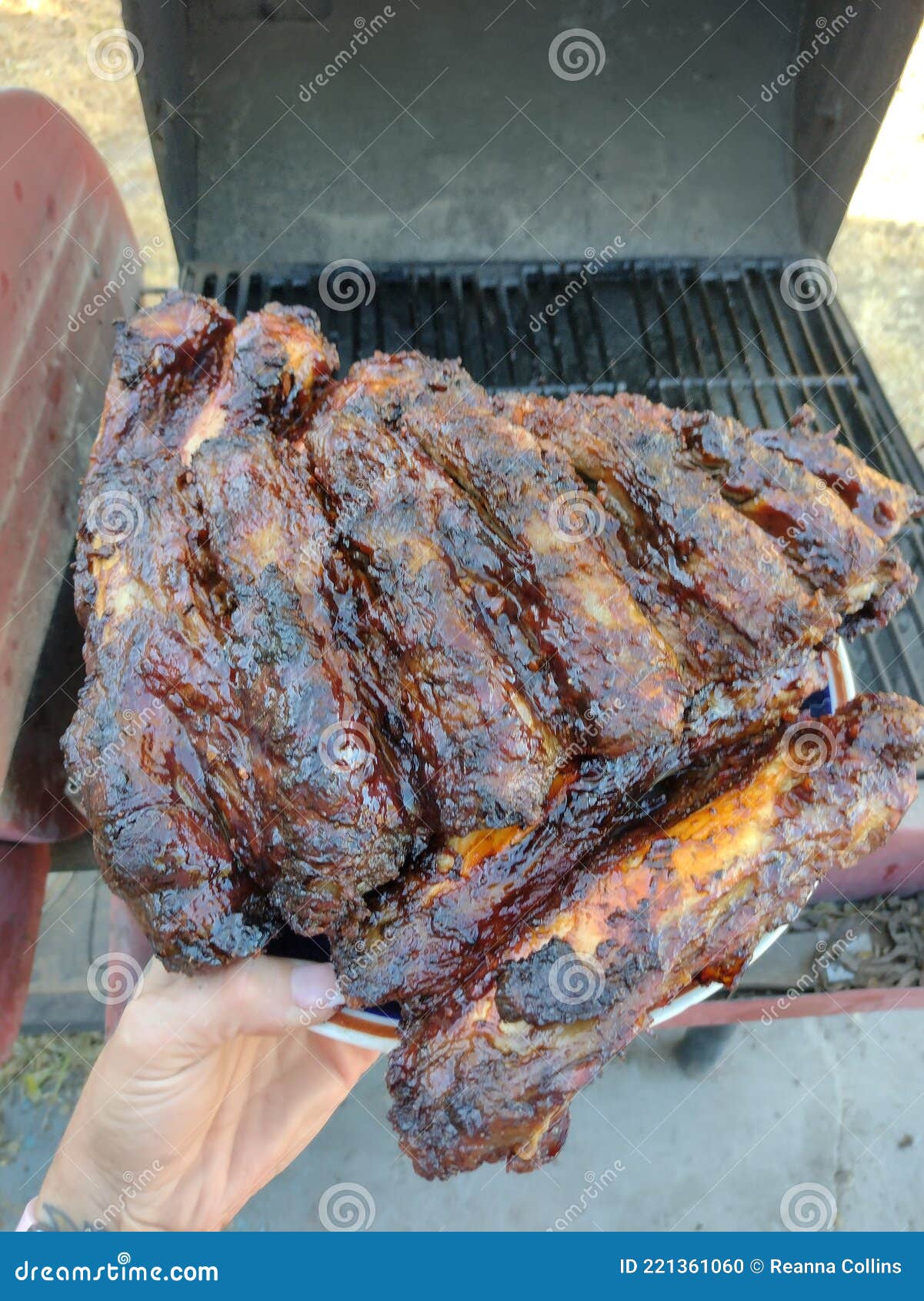 Mamas BBQ baby back ribs stock photo. Image of back - 221361060