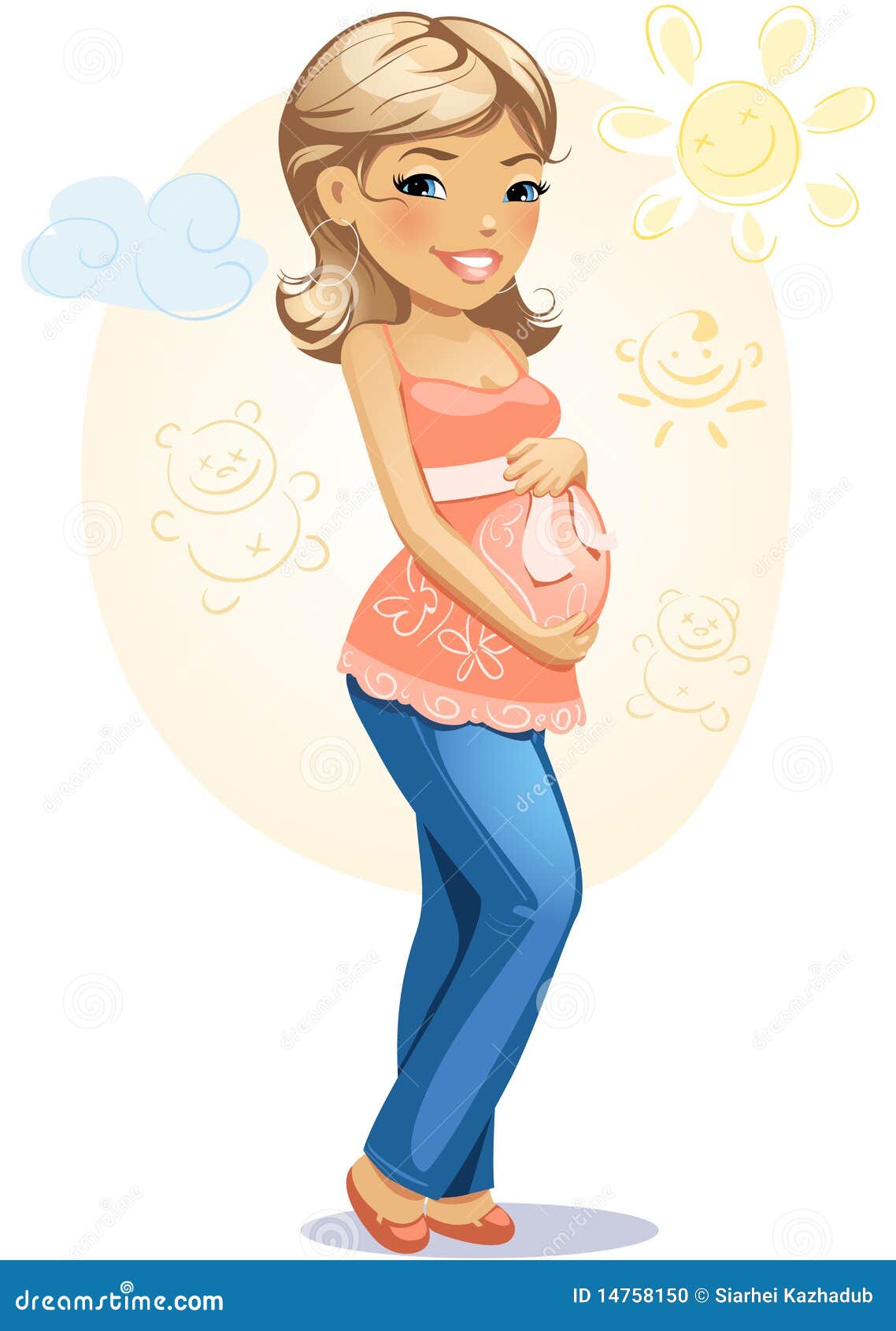 Mamma incinta felice illustrazione vettoriale. Illustrazione di vettore ...