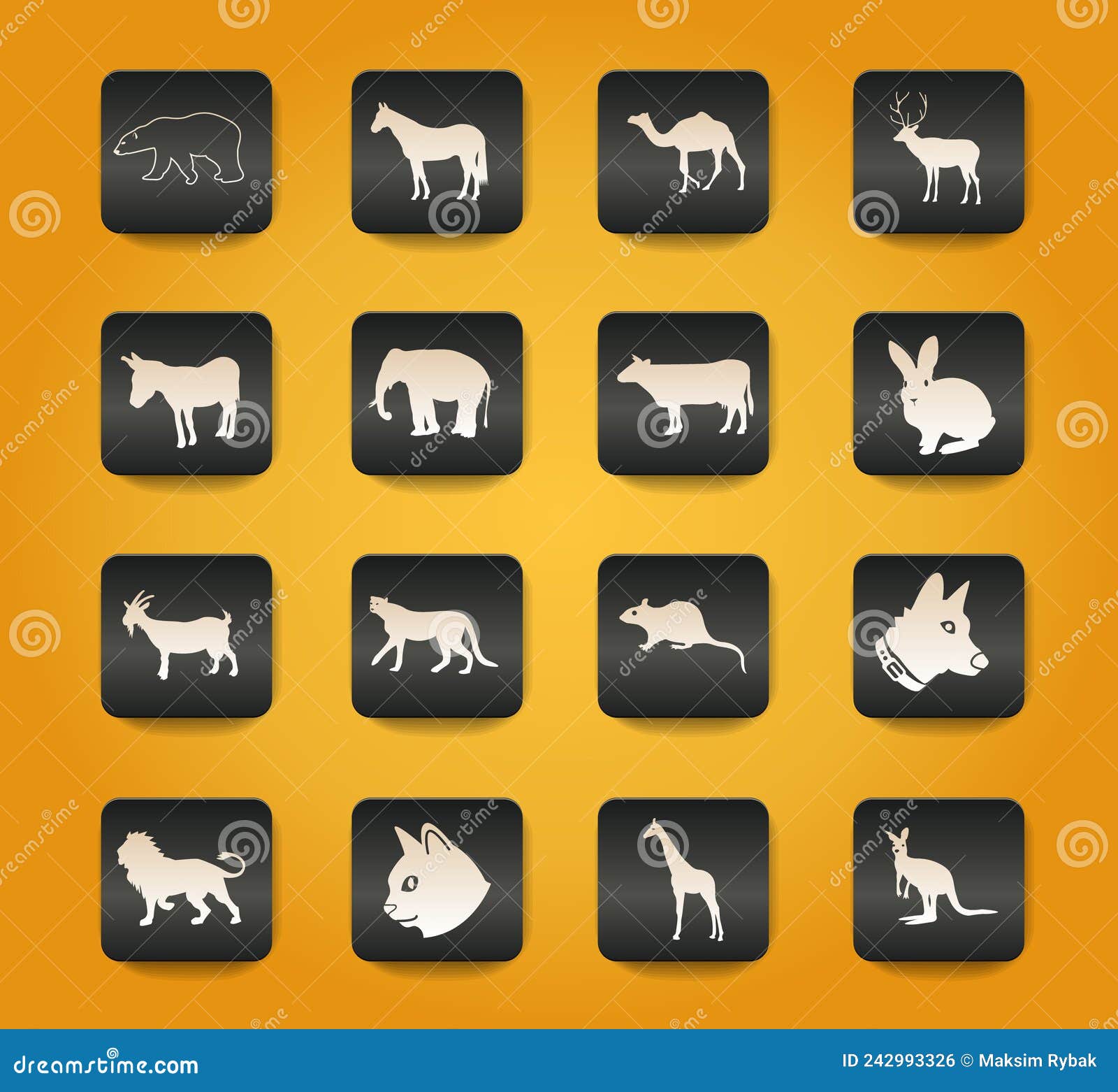 Mammals icon set stock vector. Illustration of goat - 242993326