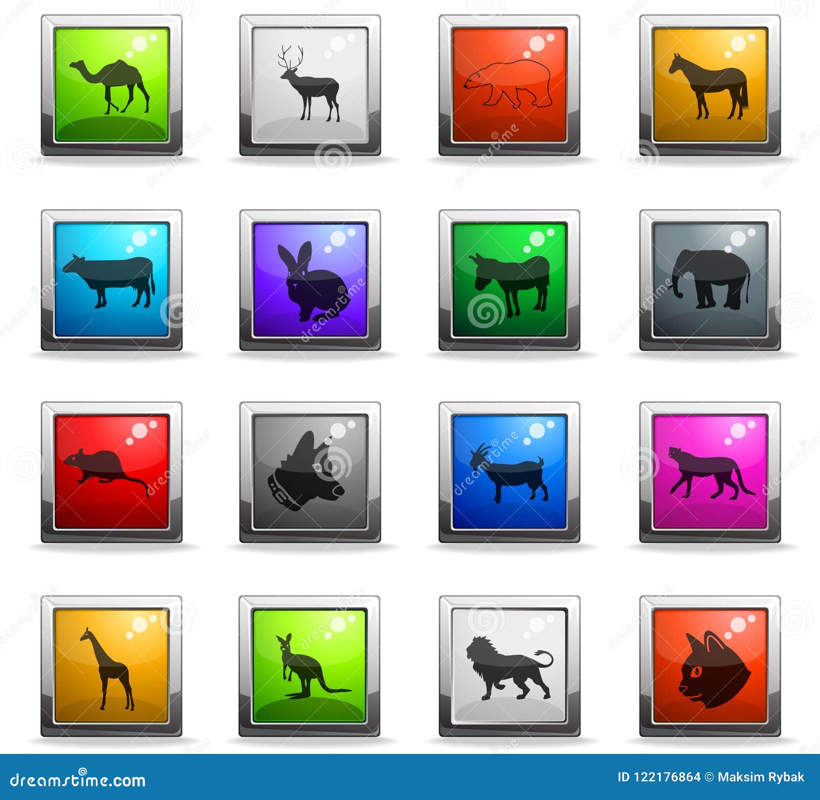 Mammals icon set stock vector. Illustration of square - 122176864