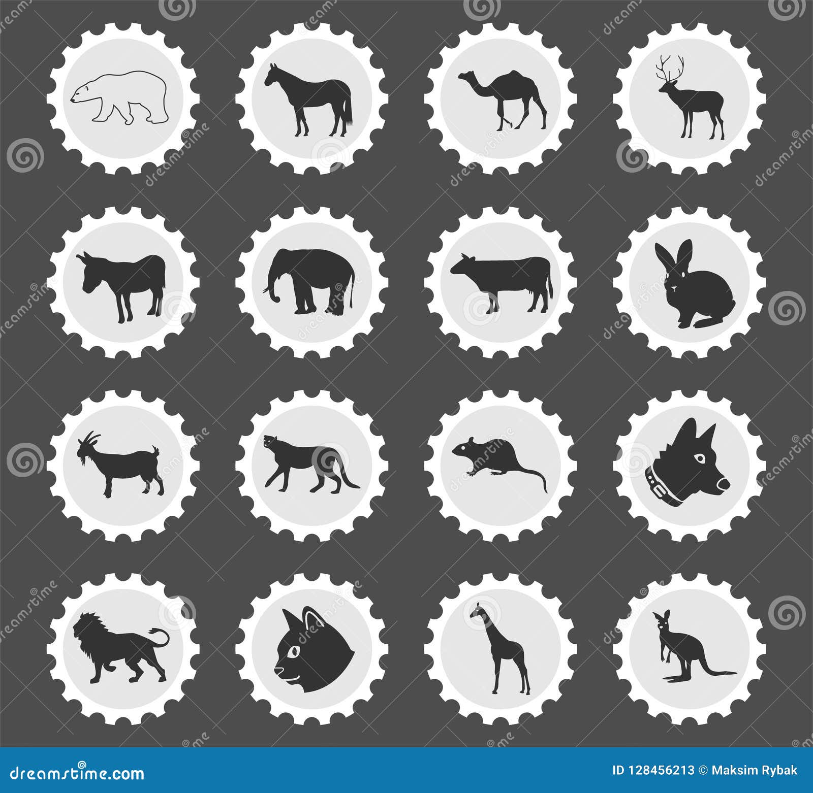 Mammals icon set stock vector. Illustration of camel - 128456213