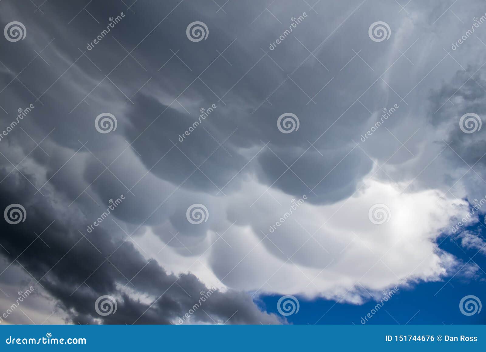 Mammatus Clouds on the Underside of a Thunderstorm Anvil Cloud. Stock ...