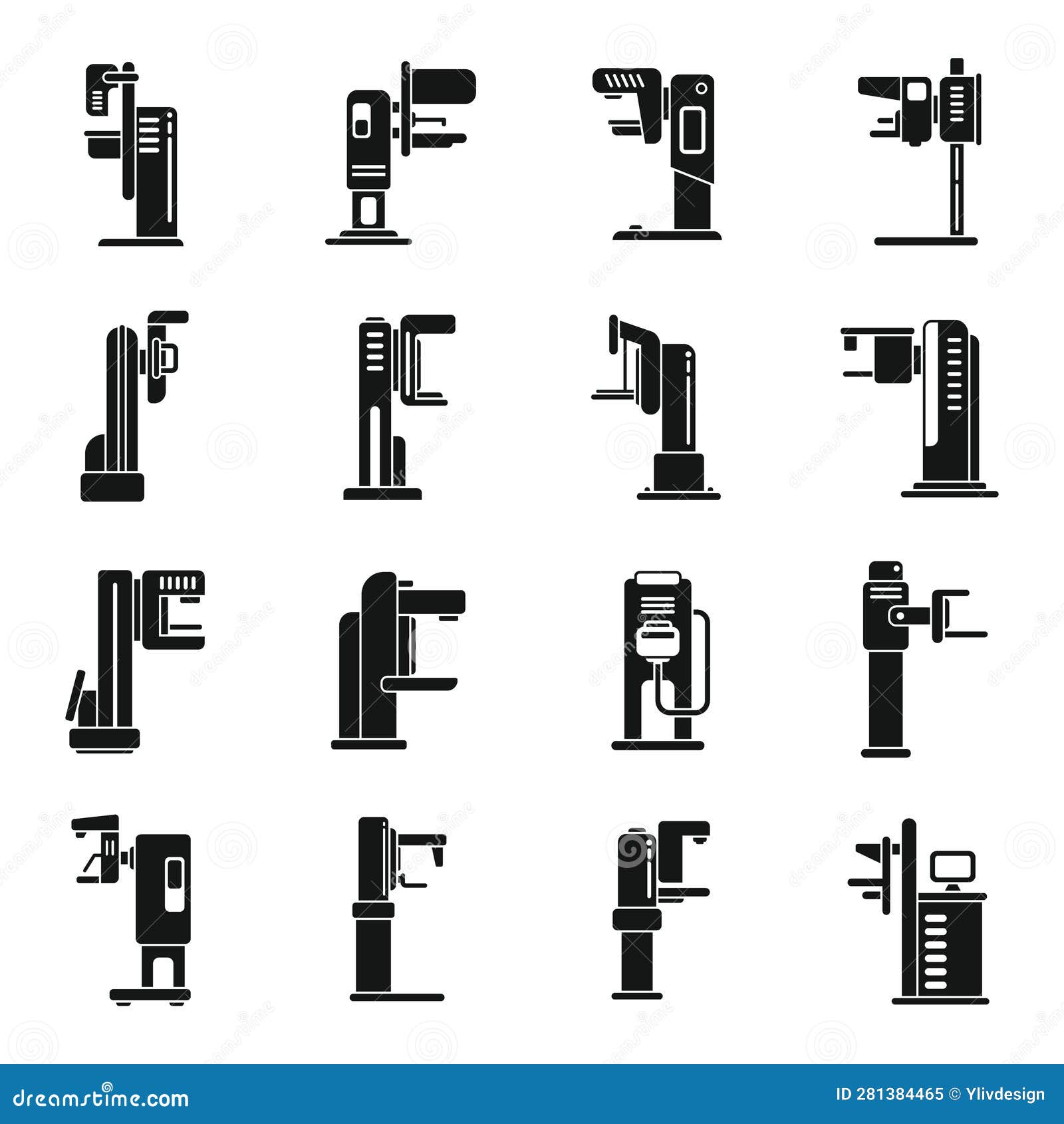 Mammogram Icons Set Cartoon Vector. Medical Hospital Room ...