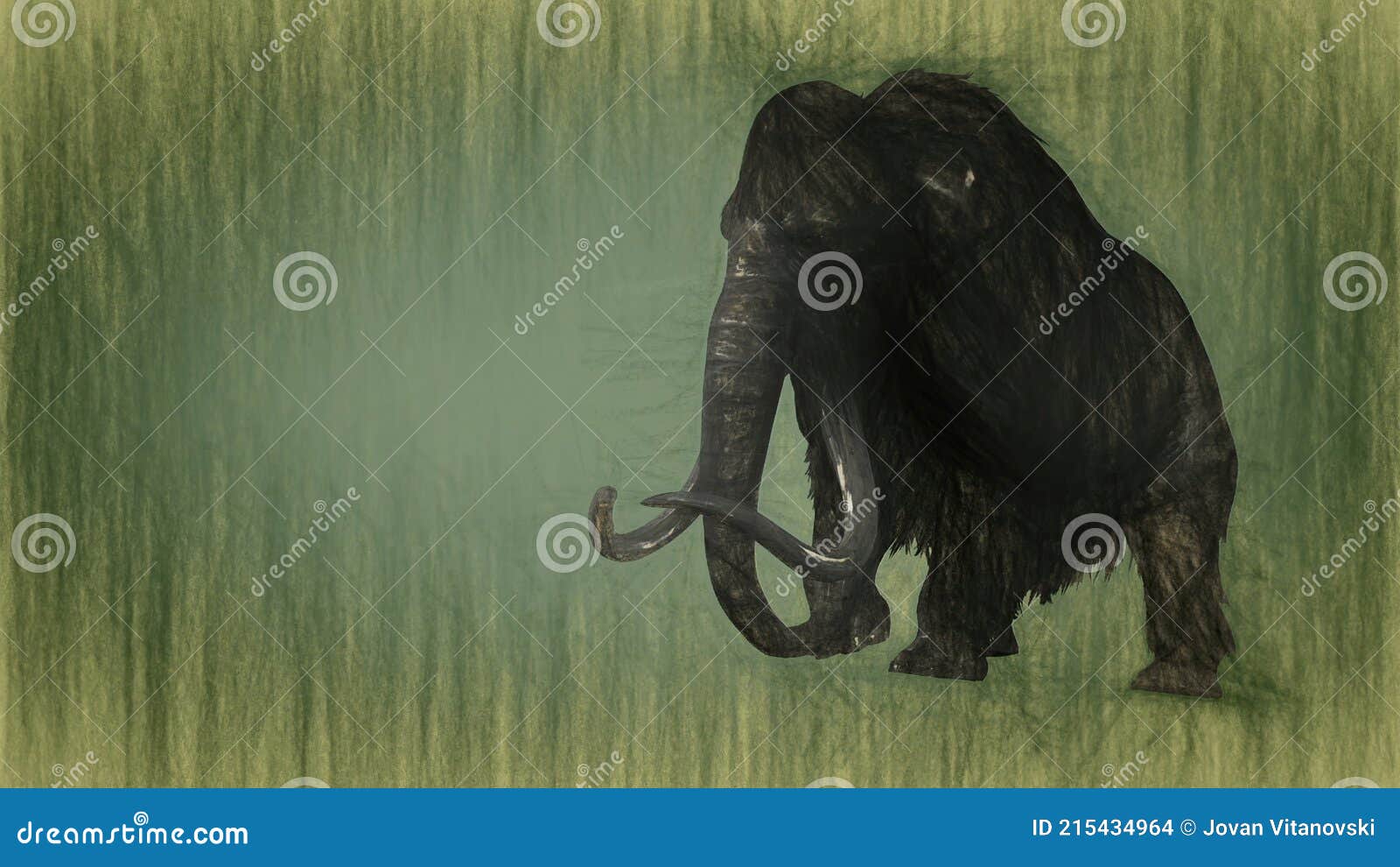 Mammoth Attack Side on Green Screen Stock Illustration - Illustration ...