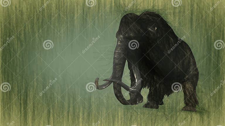 Mammoth Attack Side on Green Screen Stock Illustration - Illustration ...