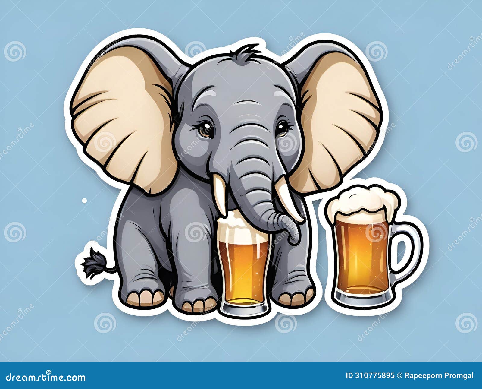 Mammoth Elephant Drinking Beer in Celebration Stock Illustration ...