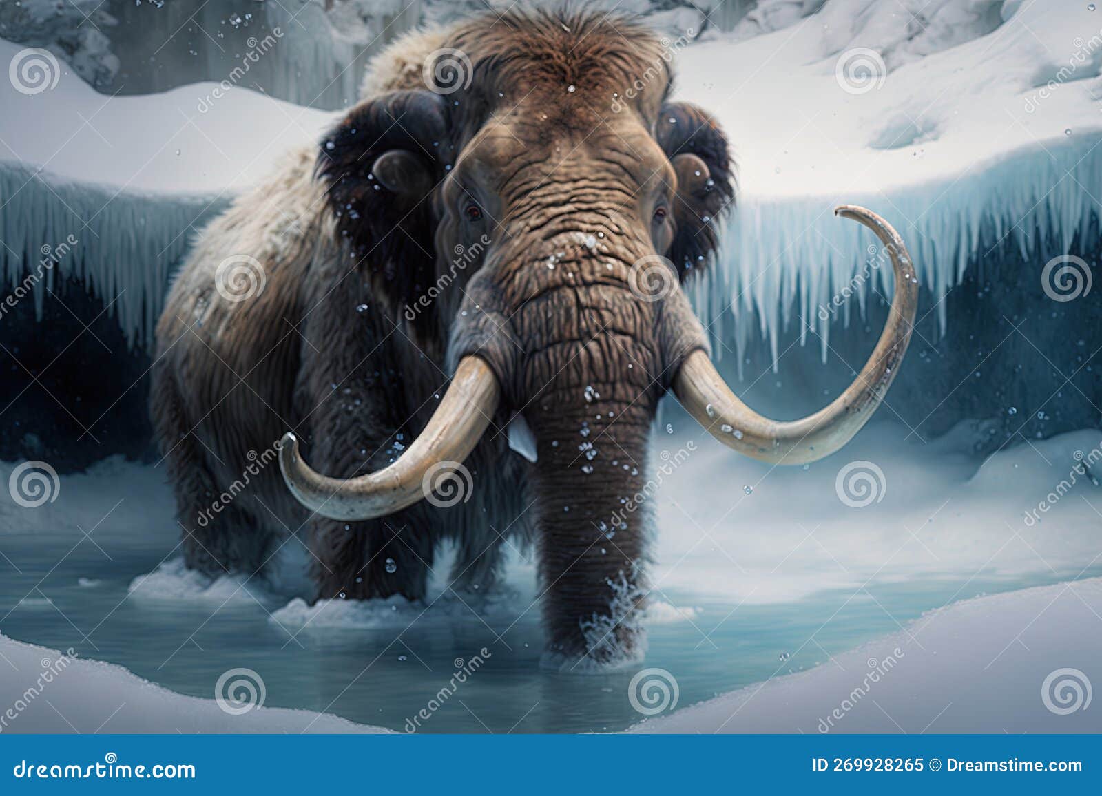 Mammoth Froze in the Ice. Generative AI Stock Illustration ...