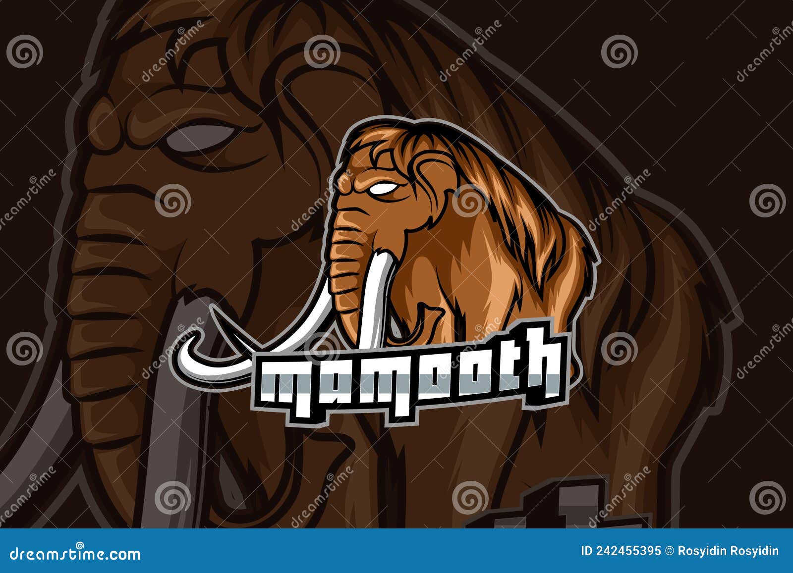 Mammoth Head E Sport Logo Vector Stock Vector - Illustration of mammoth ...