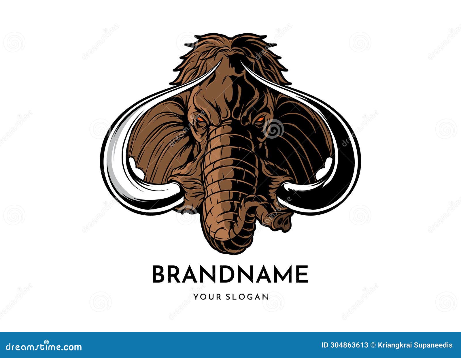 Mammoth Head Face Logo Vector Stock Illustration - Illustration of face ...