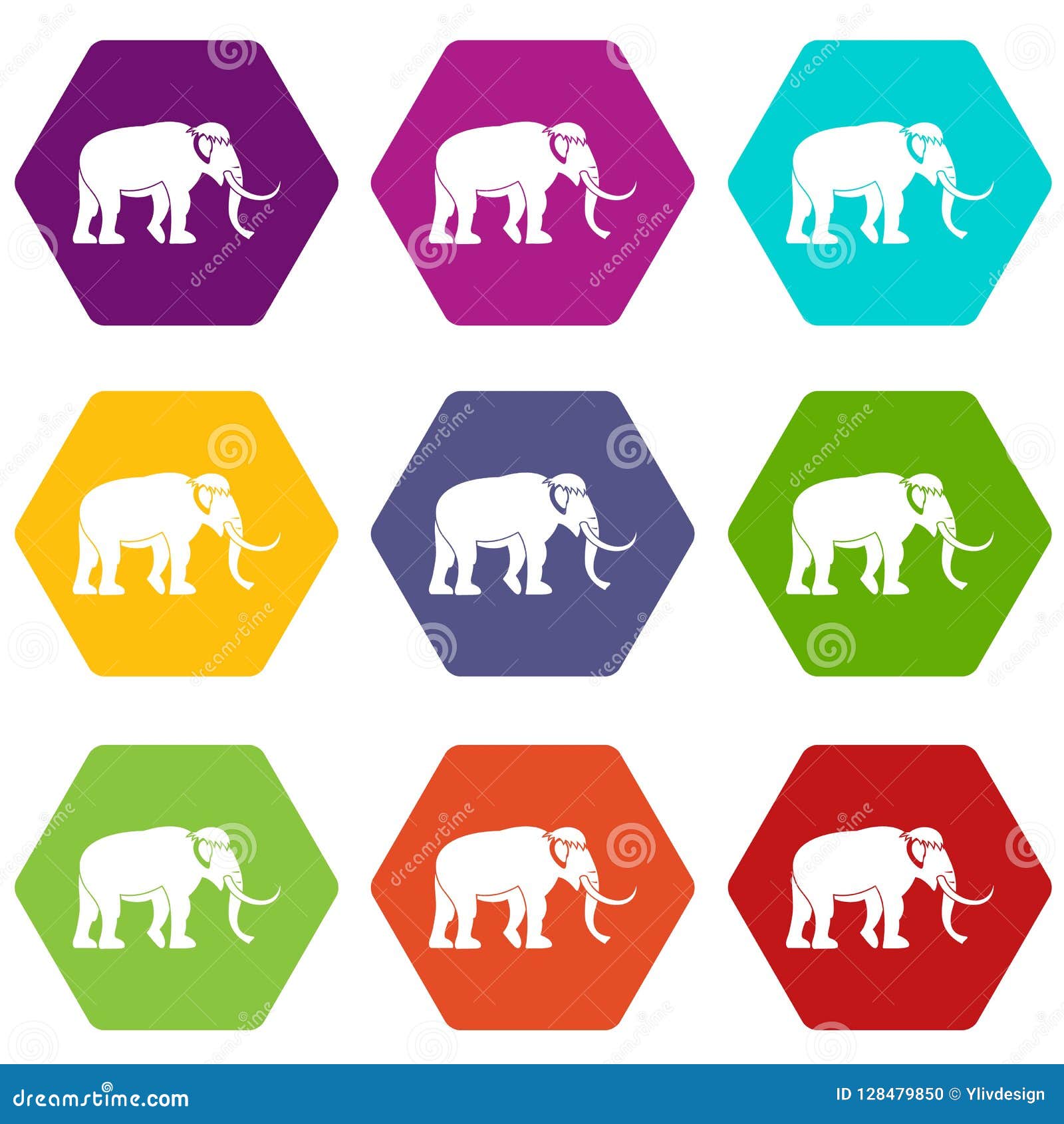 Mammoth icons set 9 vector stock vector. Illustration of object - 128479850