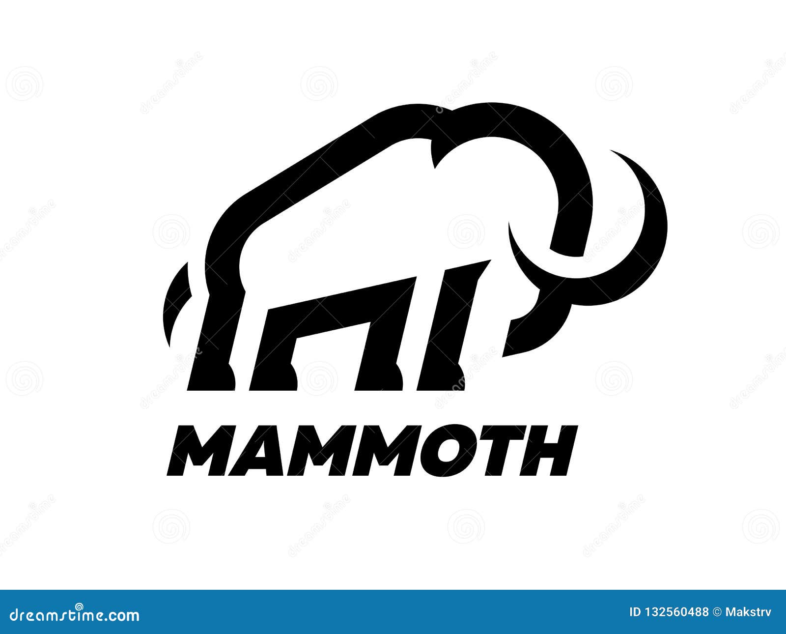 Mammoth Line Logo Design Template. Vector Illustration. Stock Vector ...
