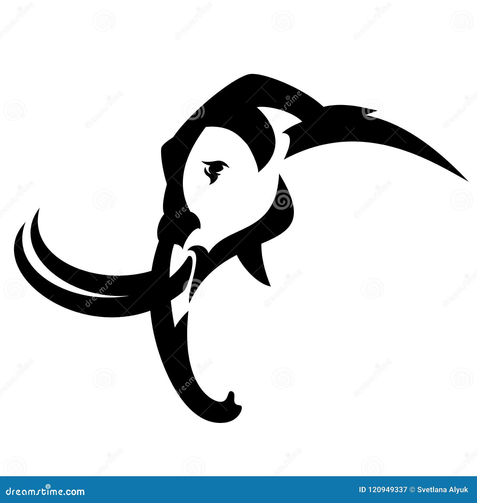 Mammoth Profile Head Black Vector Design Stock Vector - Illustration of ...