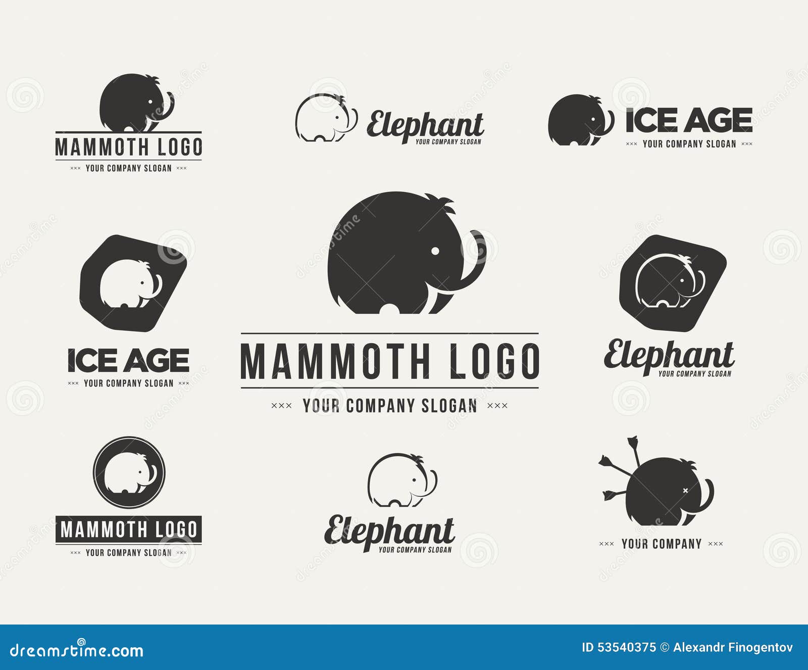 Mammoth Silhouette Vector Logo Set Stock Vector - Illustration of ...
