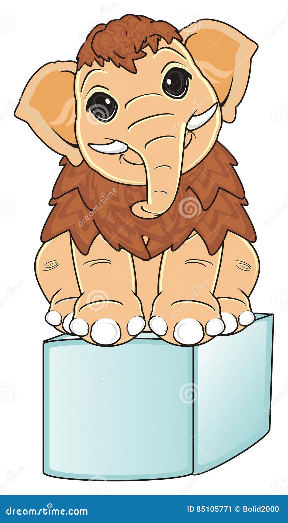 Mammoth Sit Top on the Cube Stock Illustration - Illustration of brown ...