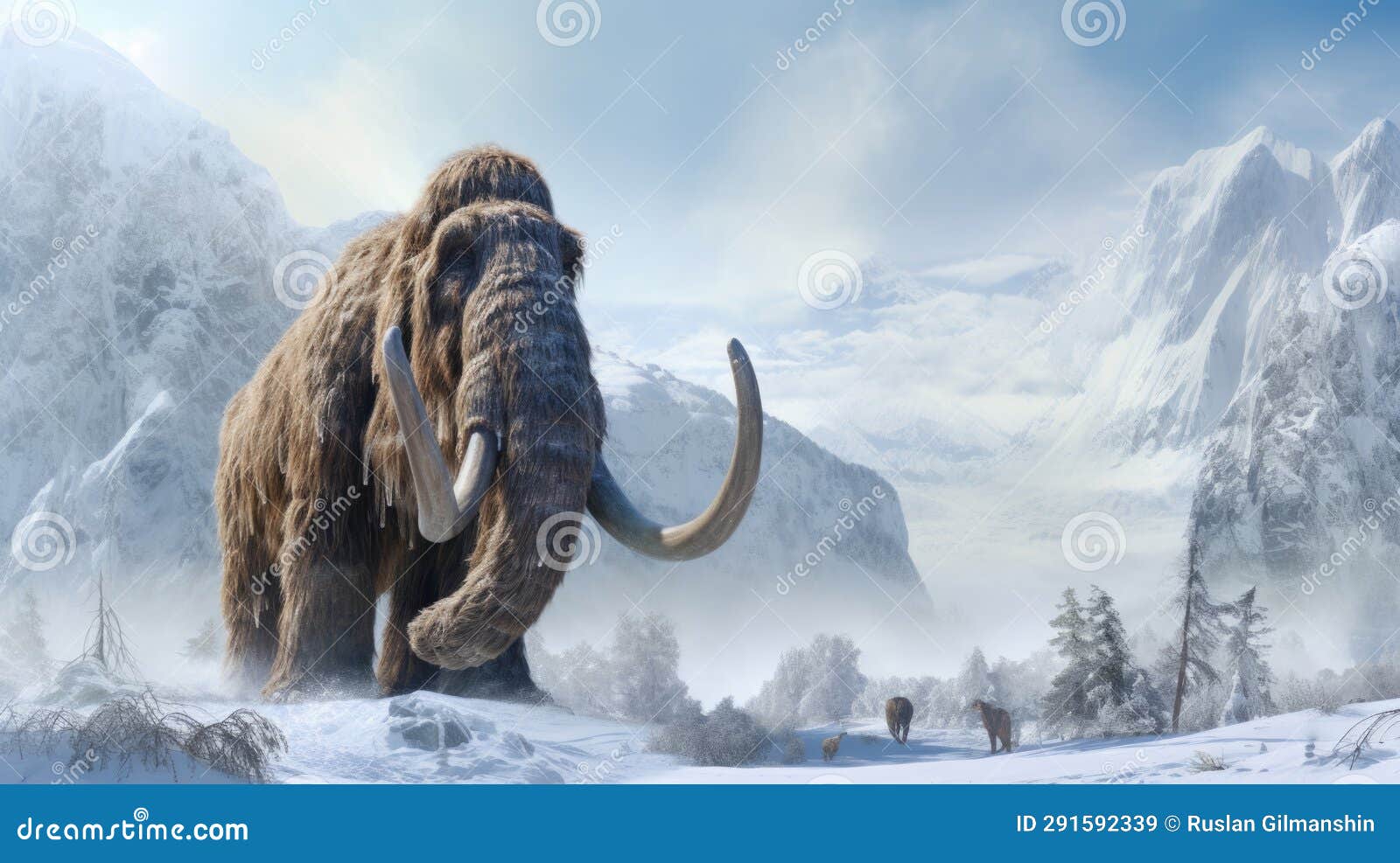 Mammoth Walking on the Snow in the Winter Stock Image - Image of ...