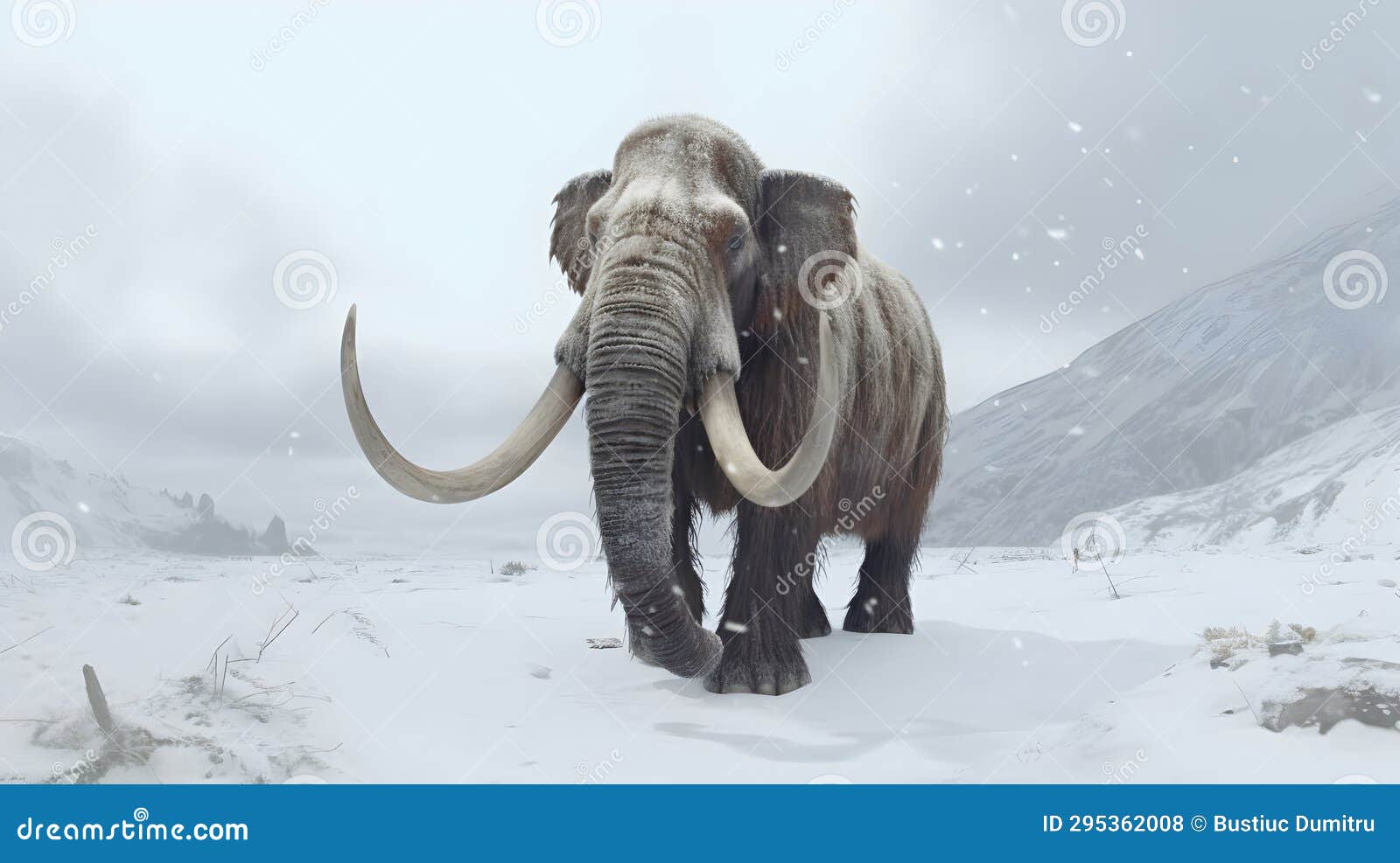 Mammoth Walking on a Snowy Land Stock Photo - Image of frost, exotic ...