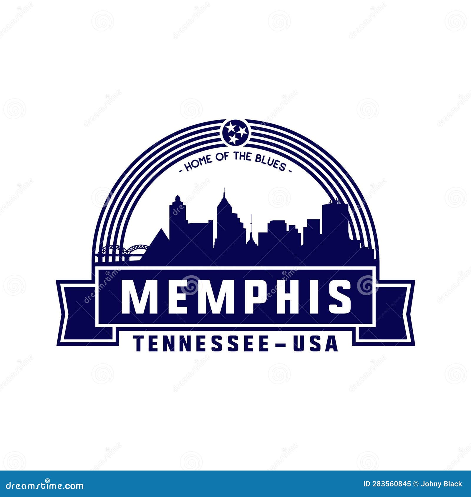 City of Memphis Skyline Silhouette Vector Logo Illustration Stock ...
