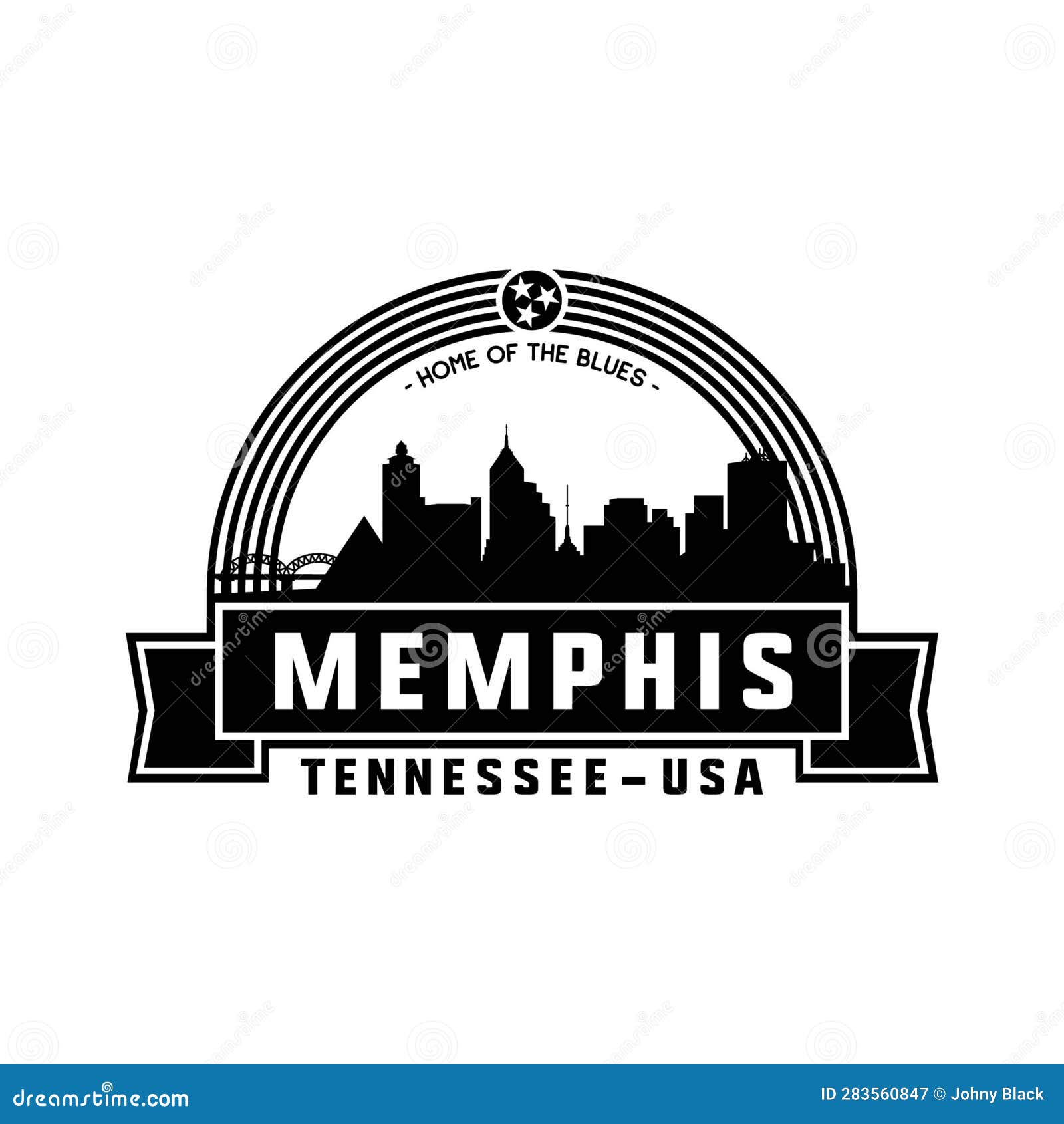 City of Memphis Skyline Silhouette Vector Logo Illustration Stock ...