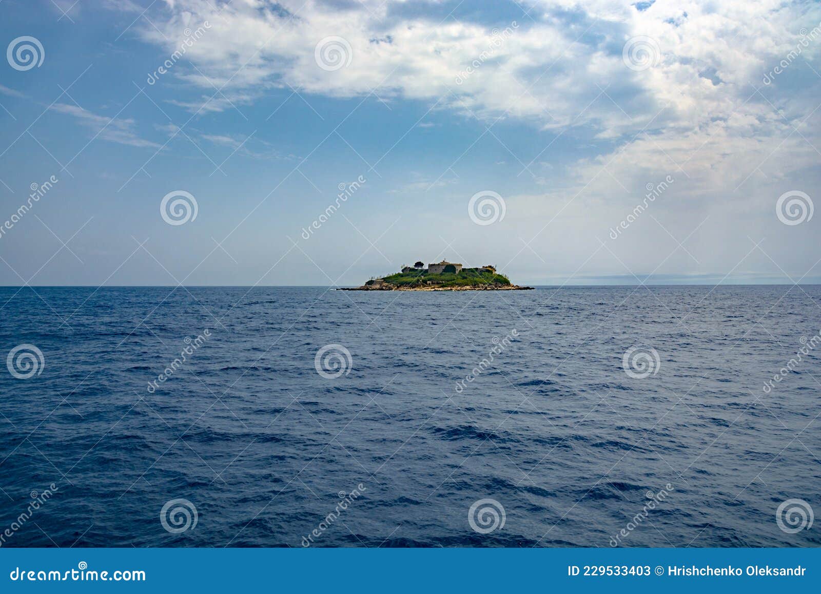 Island in the Middle of the Sea with a Fortress Stock Image - Image of ...