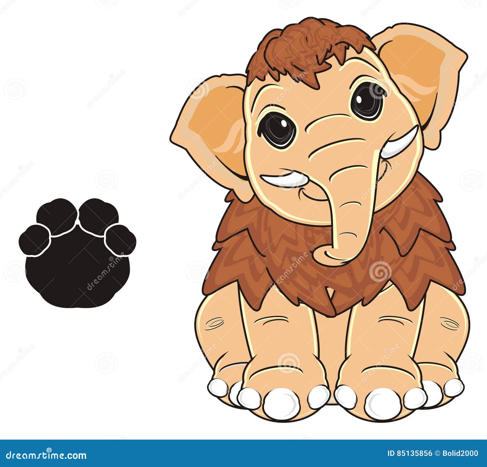 Mamut con su huella stock de ilustración. Ilustración de aislado - 85135856
