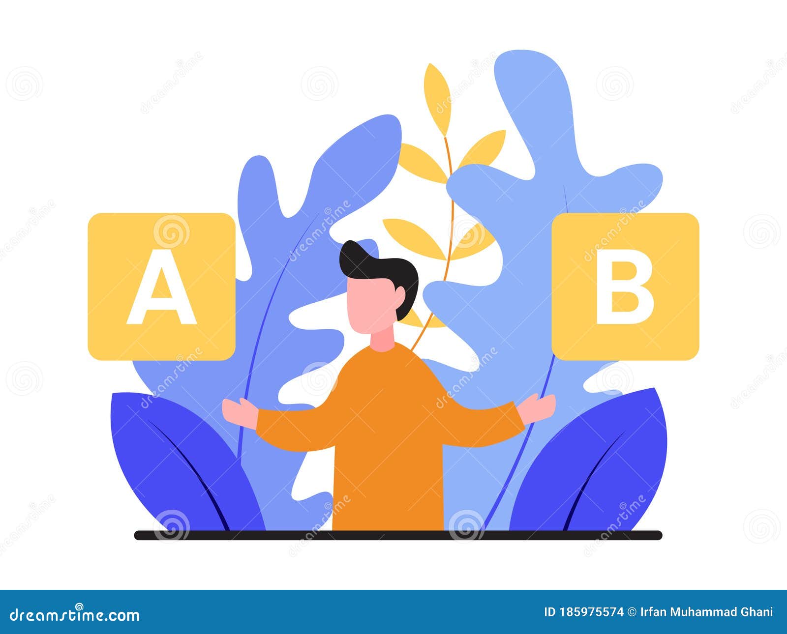 Confused Man Concept Illustration, With Wide Spread Hands And Question ...