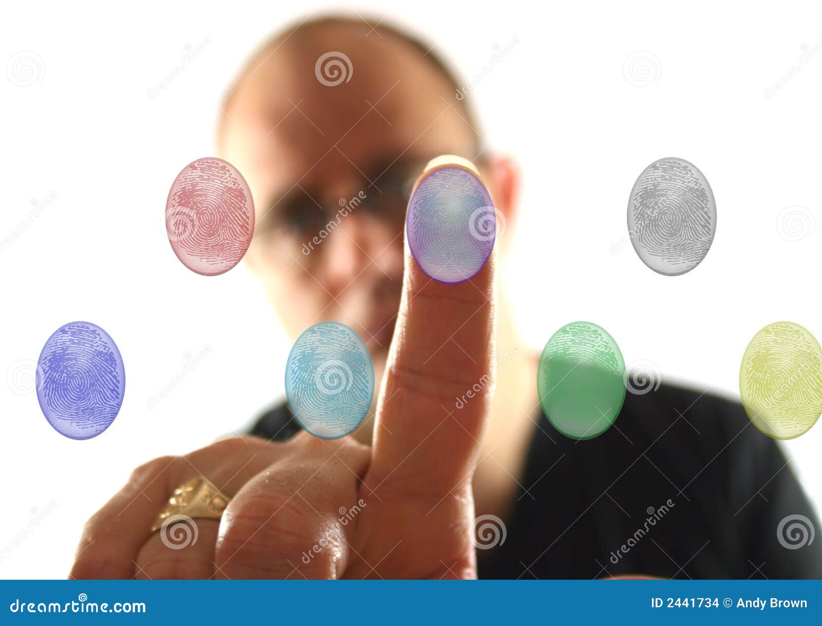 Man with 7 Buttons To Choose Stock Photo - Image of swirls, crypto: 2441734