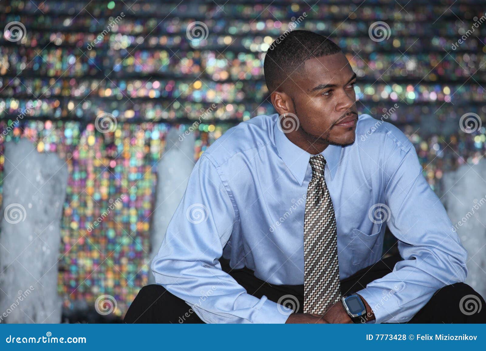 Man on an Abstract Background Stock Photo - Image of sitting, blue: 7773428