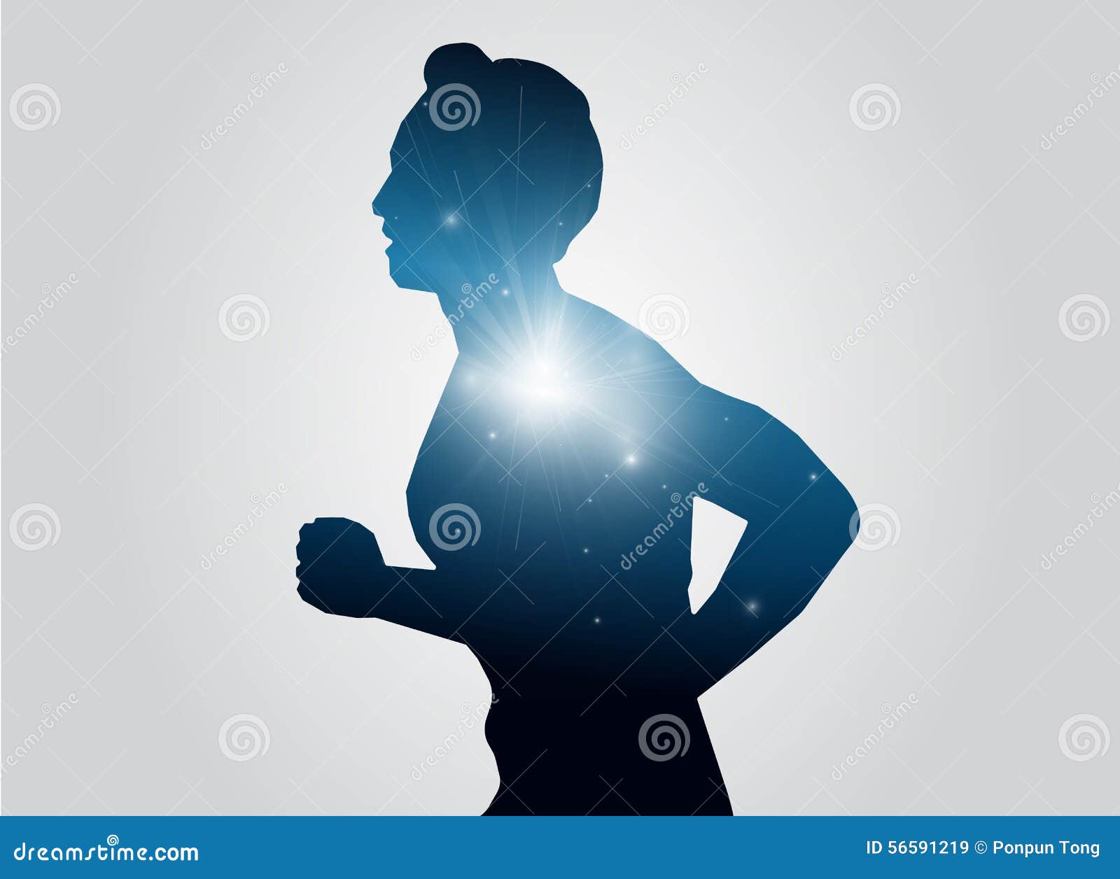 Man Abstract Running with Black and Blue Lightning Ray Stock Vector ...