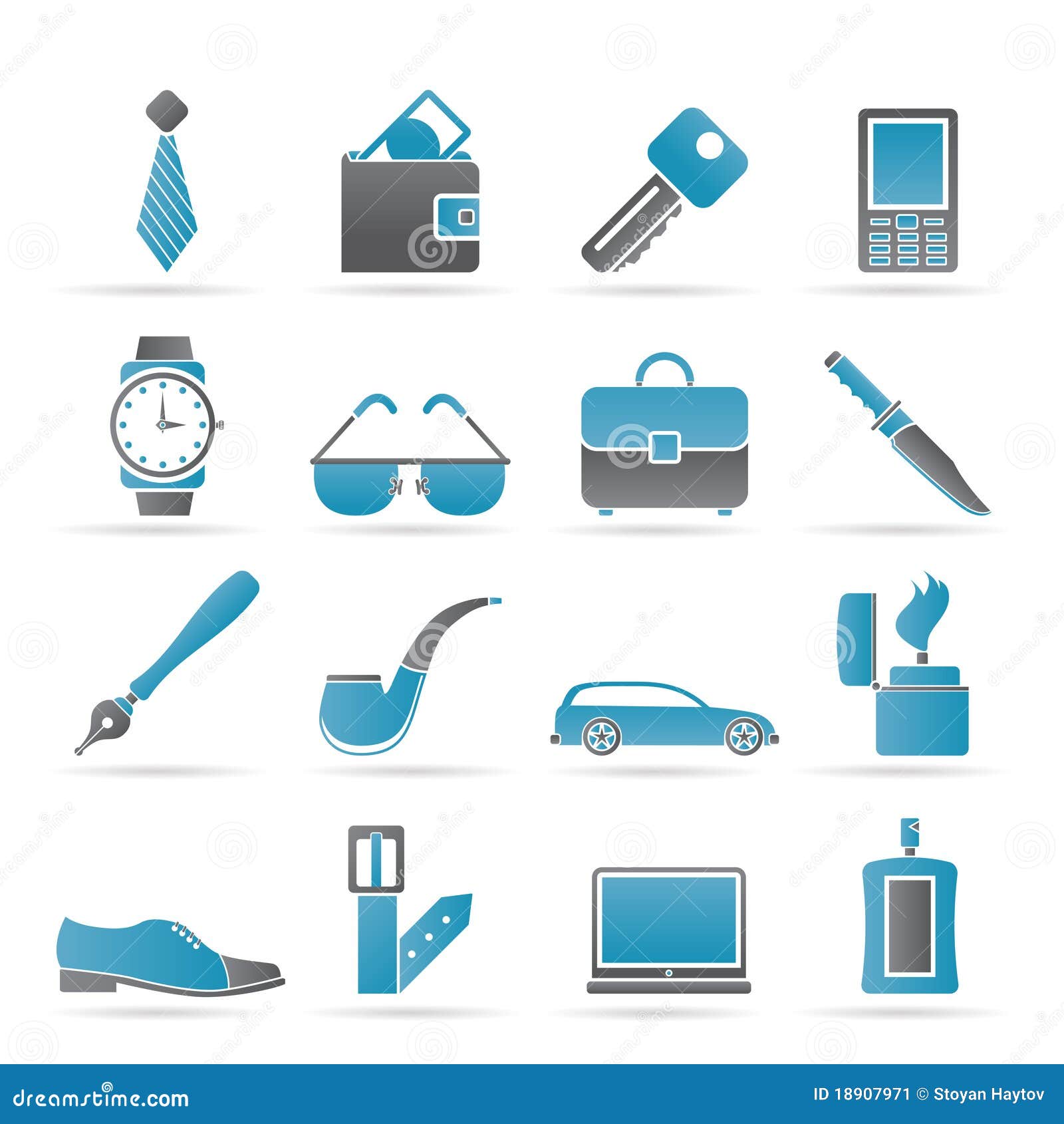 Man Accessories Icons and Objects Stock Vector - Illustration of site ...