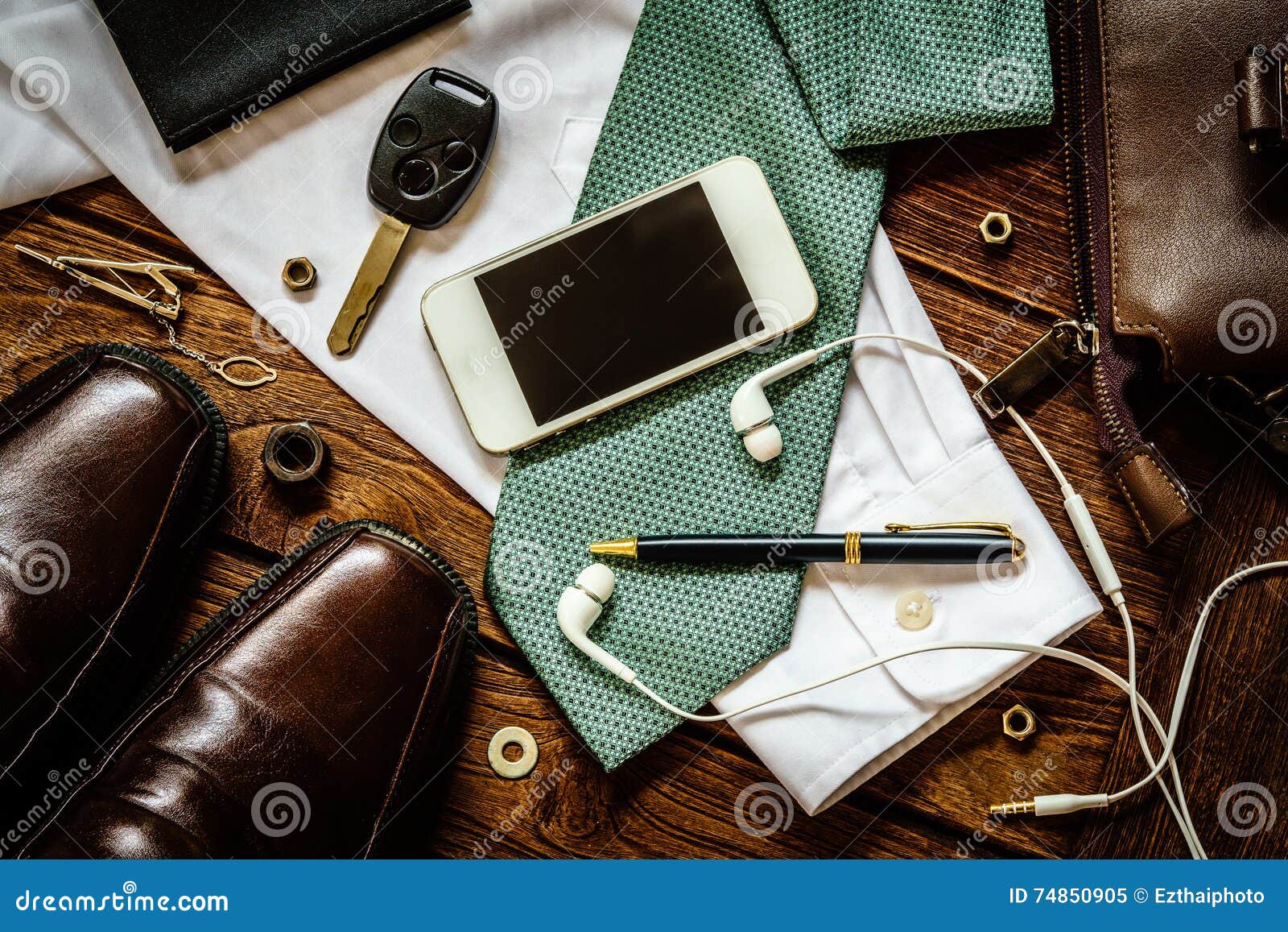 Man Accessories on Wooden Background Top View Stock Image - Image of ...