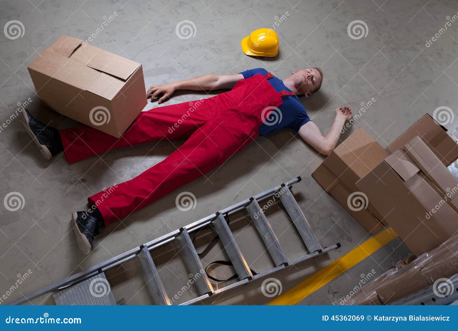 Man after Accident on a Ladder Stock Image - Image of risky, emergency ...