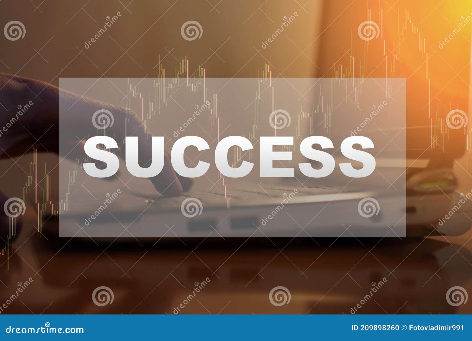 Man Achieves SUCCESS on a Computer Background Stock Photo - Image of ...