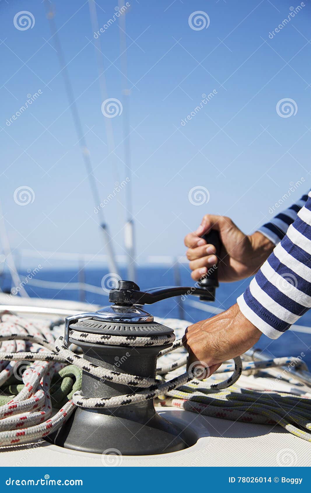 Man in Action of Pulling Rope Stock Photo - Image of crank, holding ...